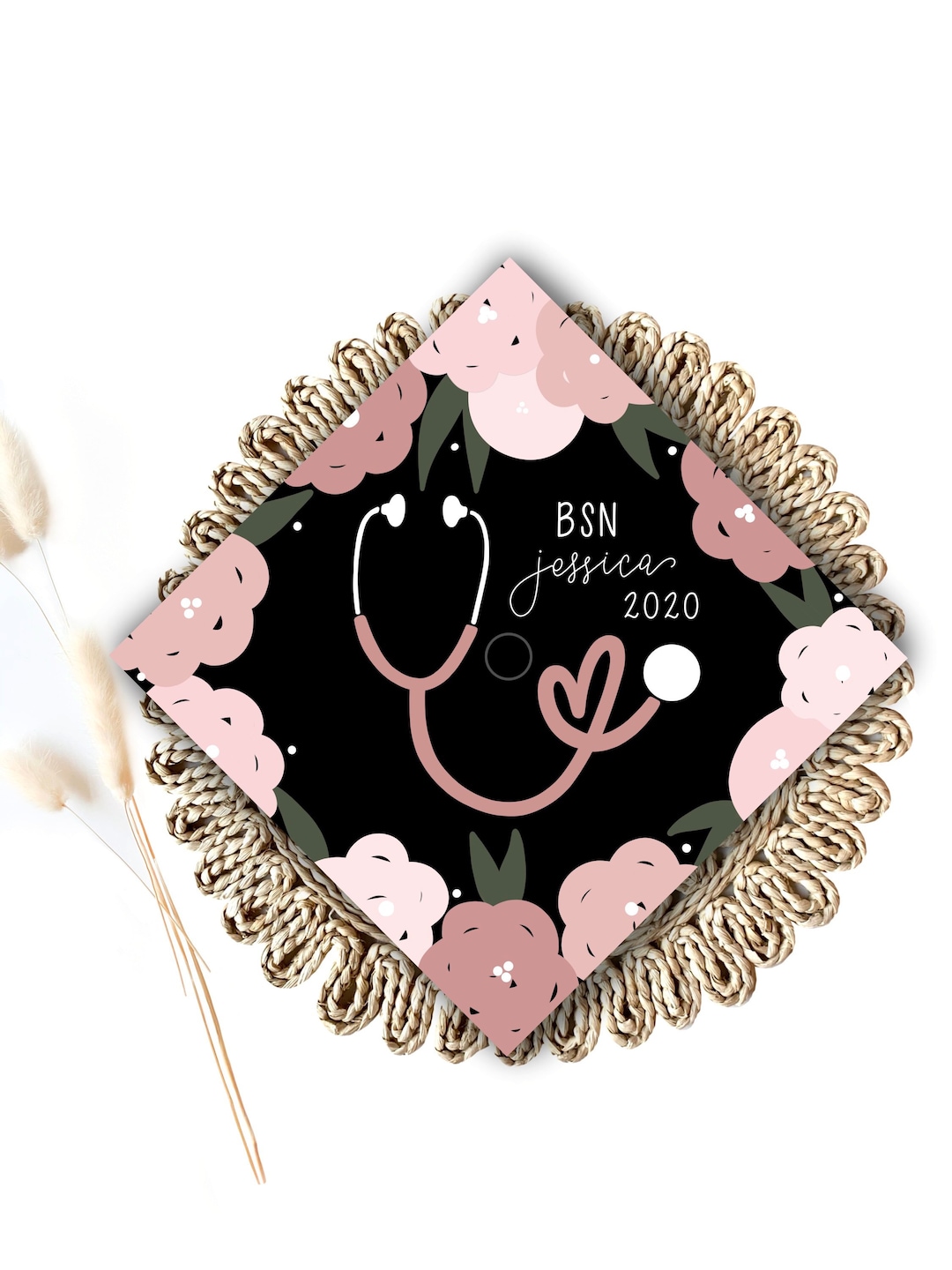 Stethoscope Digitally Made Printed Custom Graduation Cap Topper. Nurse ...