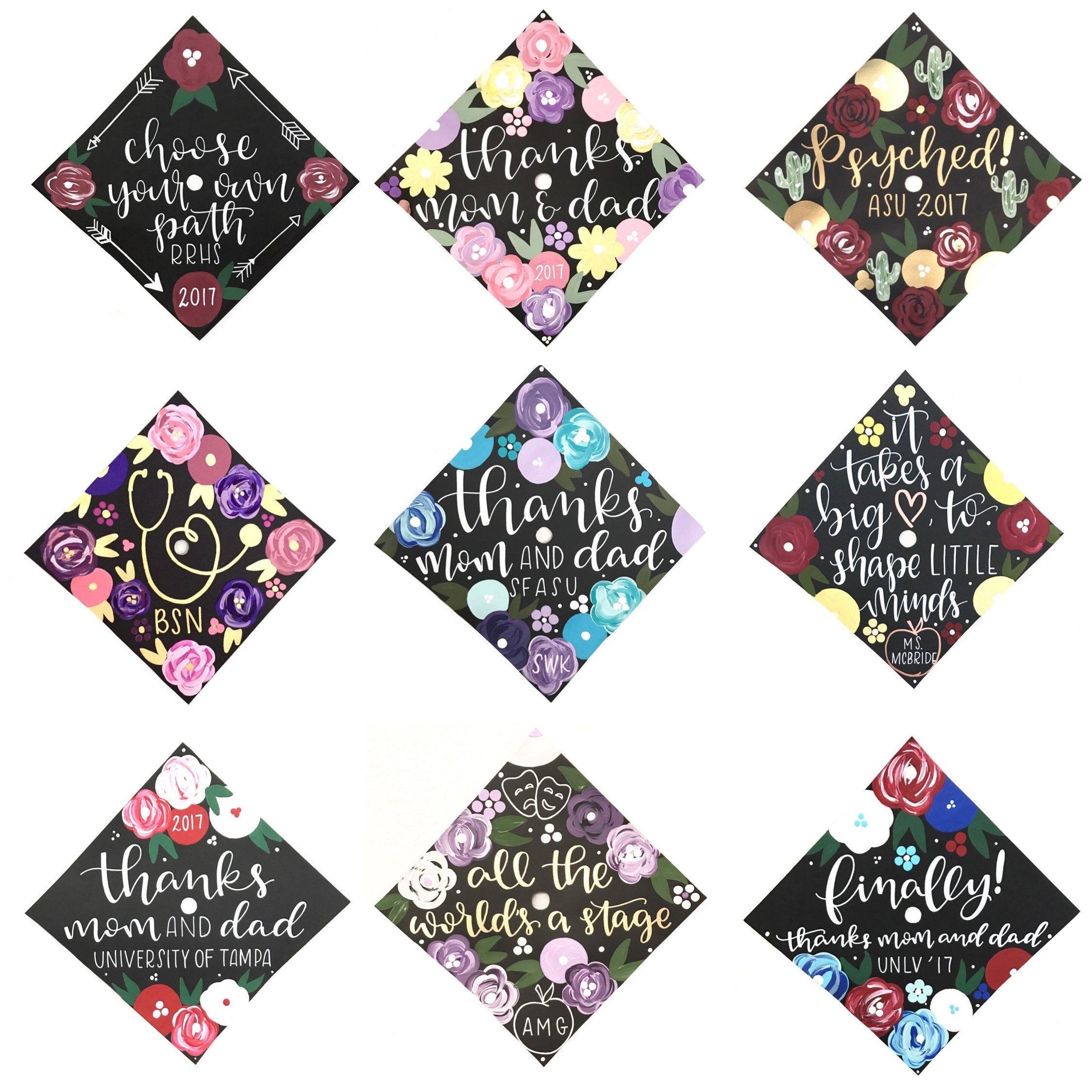 Custom Hand painted/Hand lettered Graduation cap graduation | Etsy