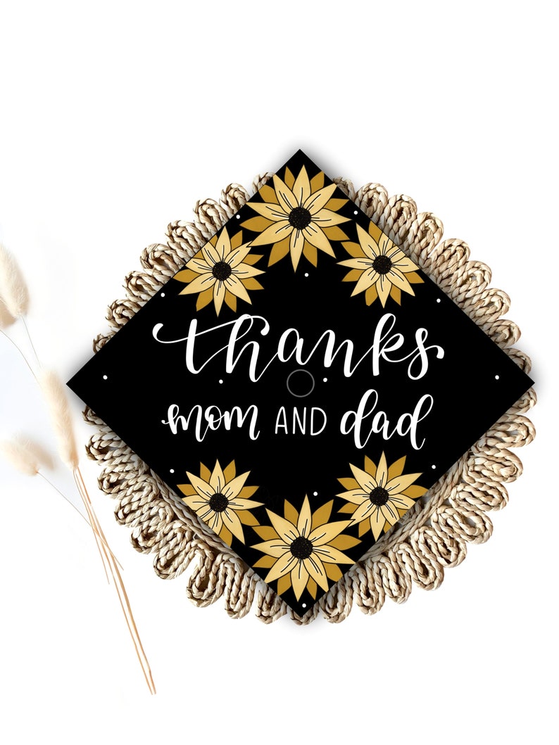 Digitally Made Custom Graduation Cap Topper. Thanks Mom and Dad Quote ...