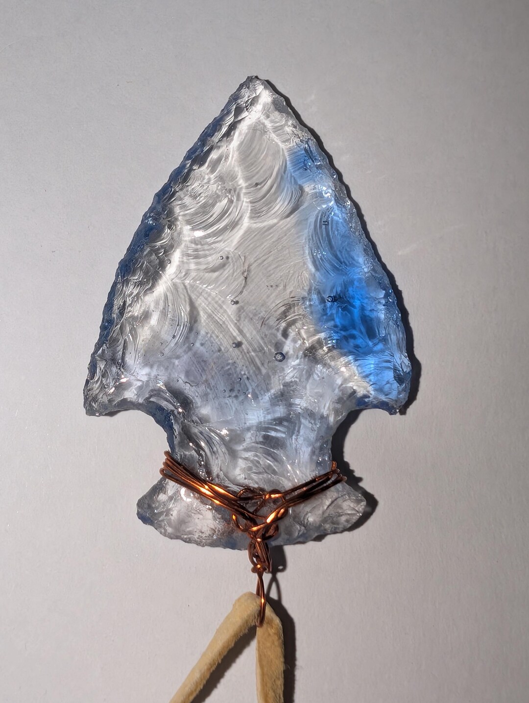 Blue and Clear Glass Arrowhead - Etsy