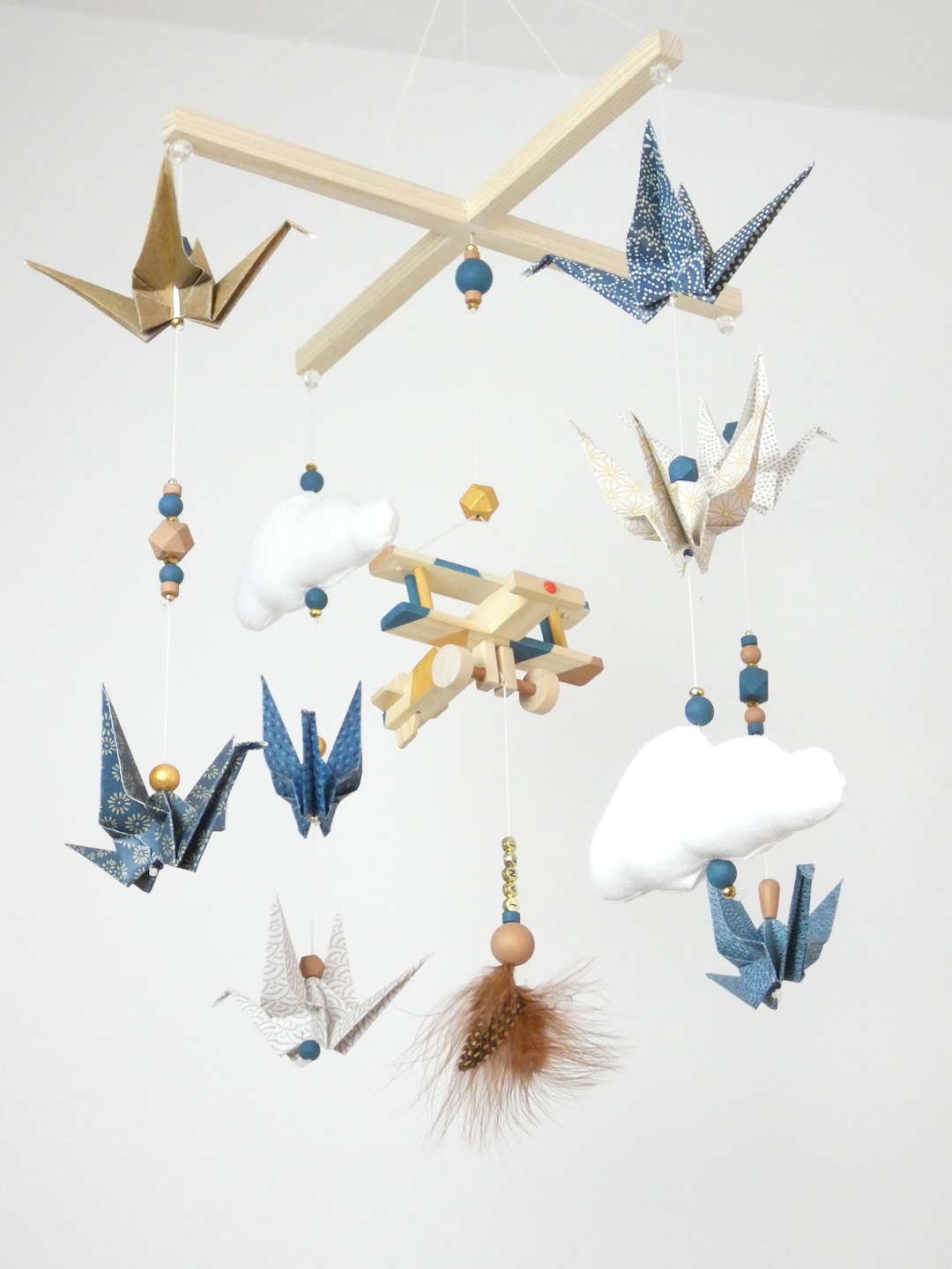 Origami Baby Mobile With Airplane, Vintage Style. - Etsy