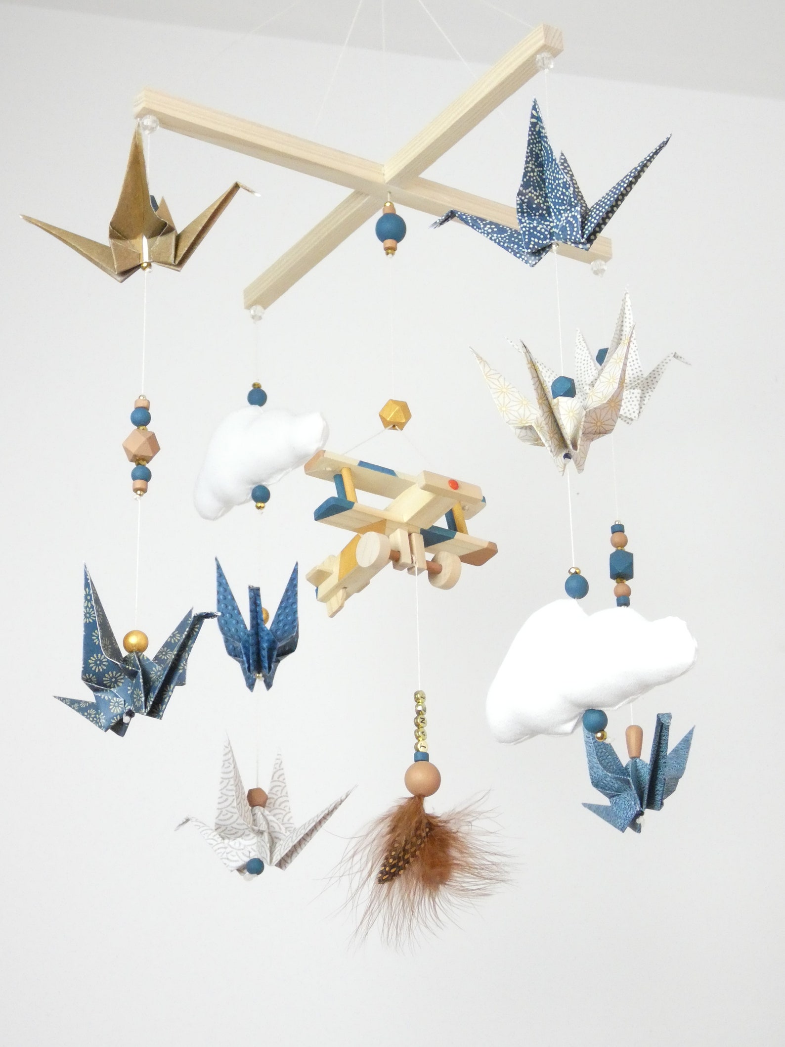 Origami Baby Mobile With Airplane Vintage Style. - Etsy