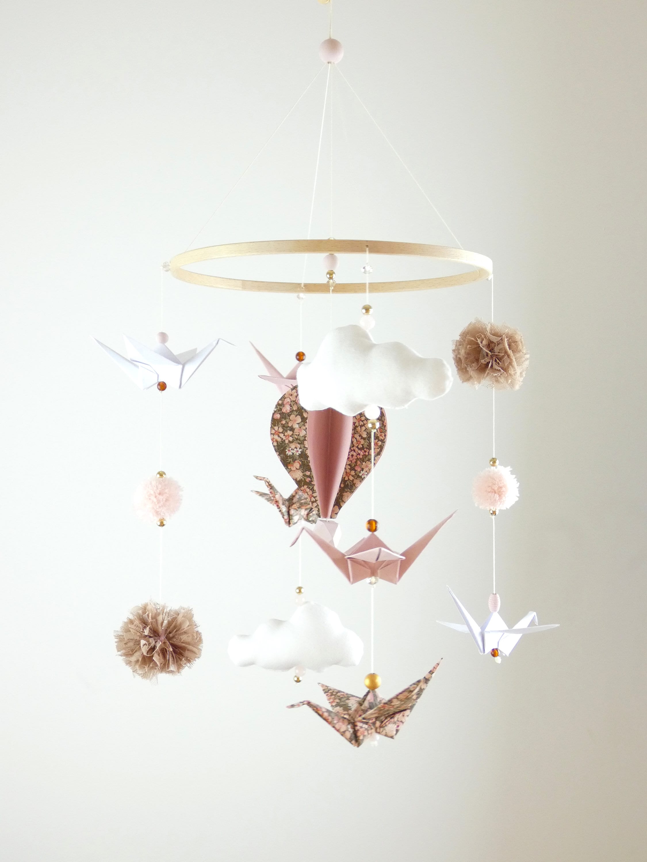 Origami Baby Mobile With Hot Air Balloon Vintage Style. | Etsy