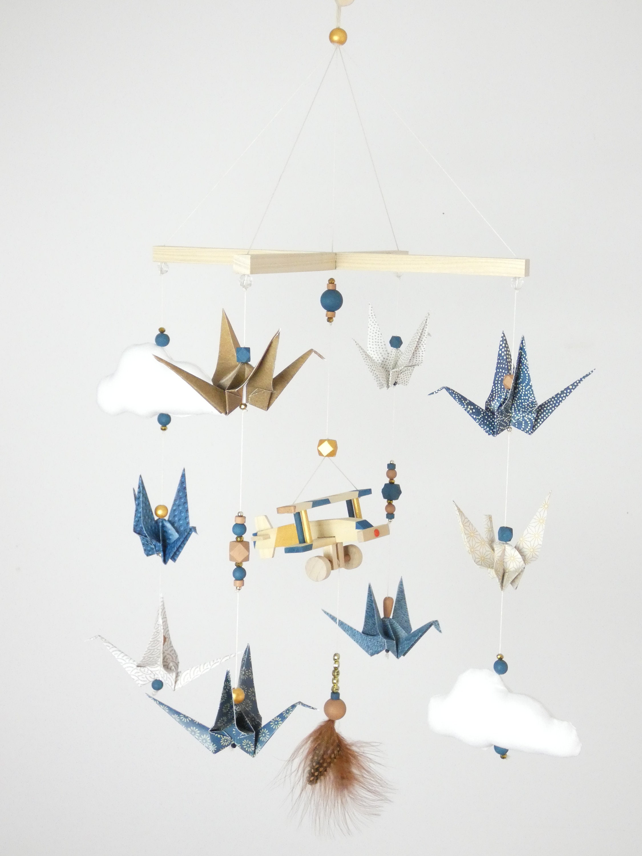 Origami Baby Mobile With Airplane Vintage Style. - Etsy
