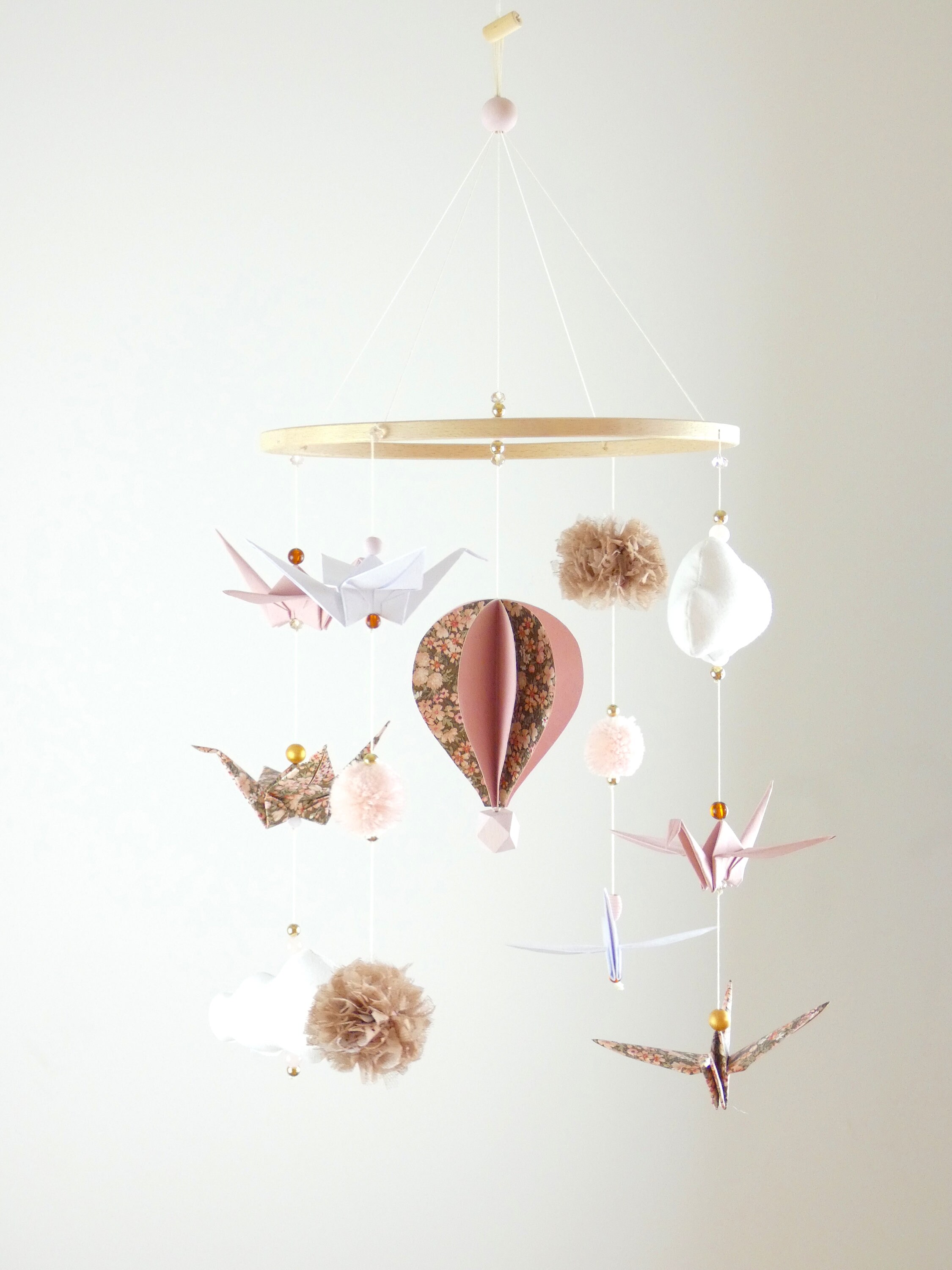 Origami Baby Mobile With Hot Air Balloon Vintage Style. | Etsy