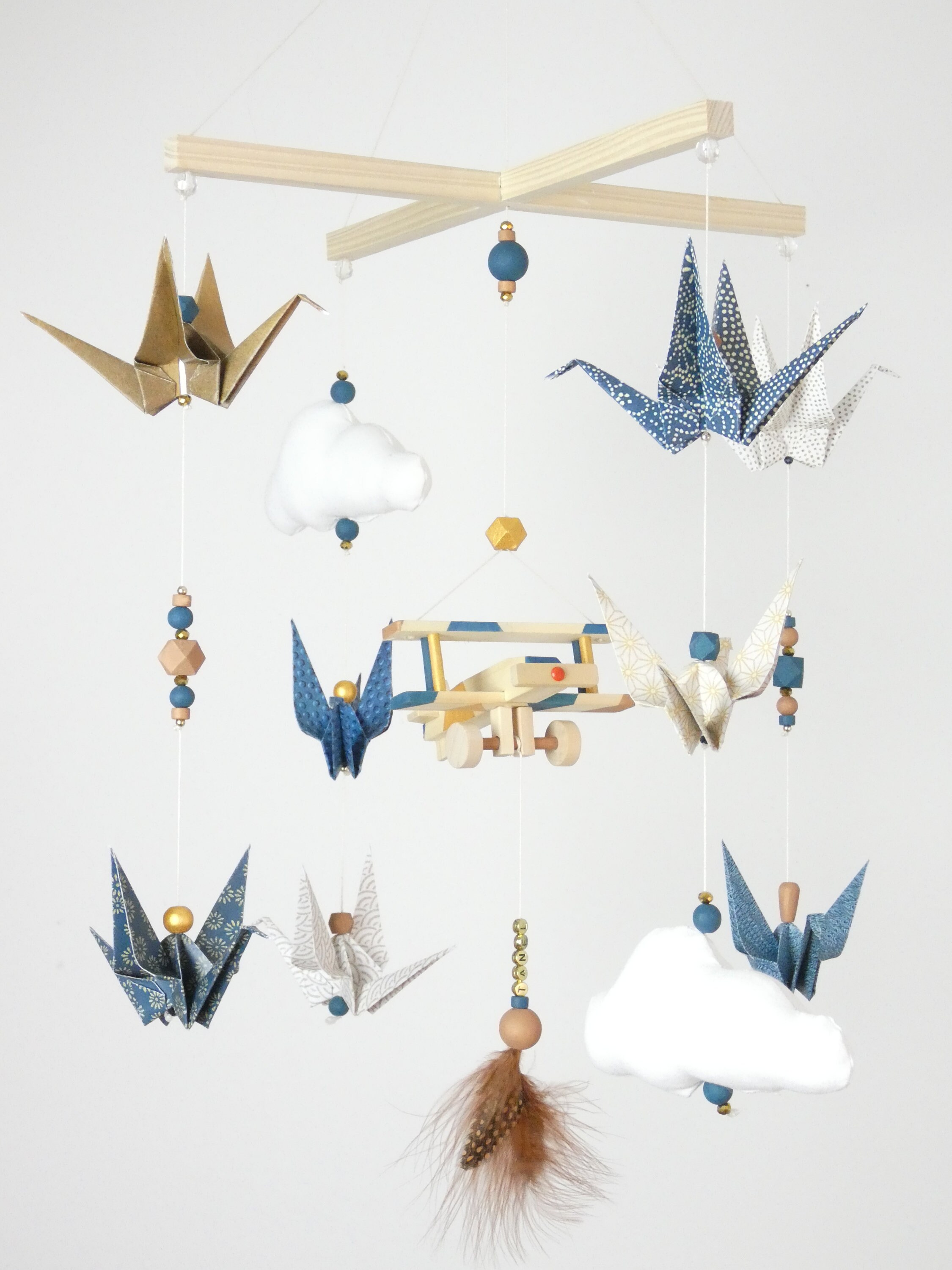 Origami baby mobile with airplane vintage style. | Etsy