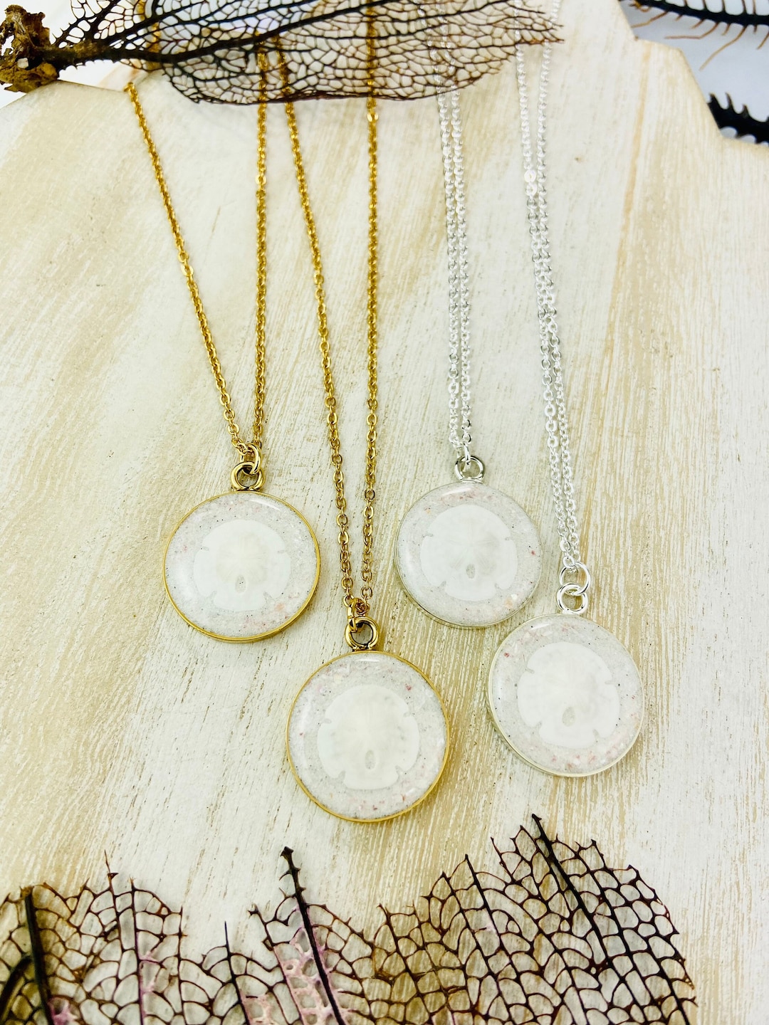 Sand Dollar Beach Sand Necklace Gold or Silver Open Bezel - Etsy