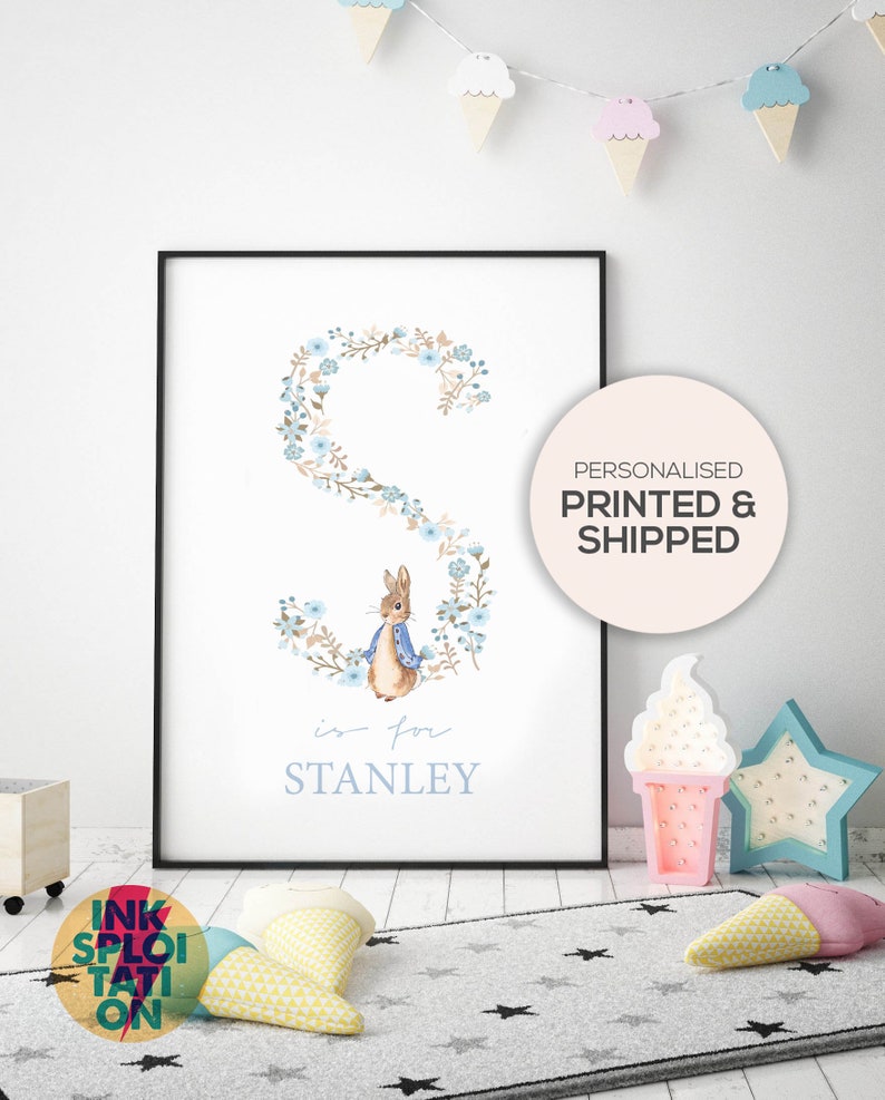 Personalised Peter Rabbit Floral Print Beatrix Potter Print - Etsy UK