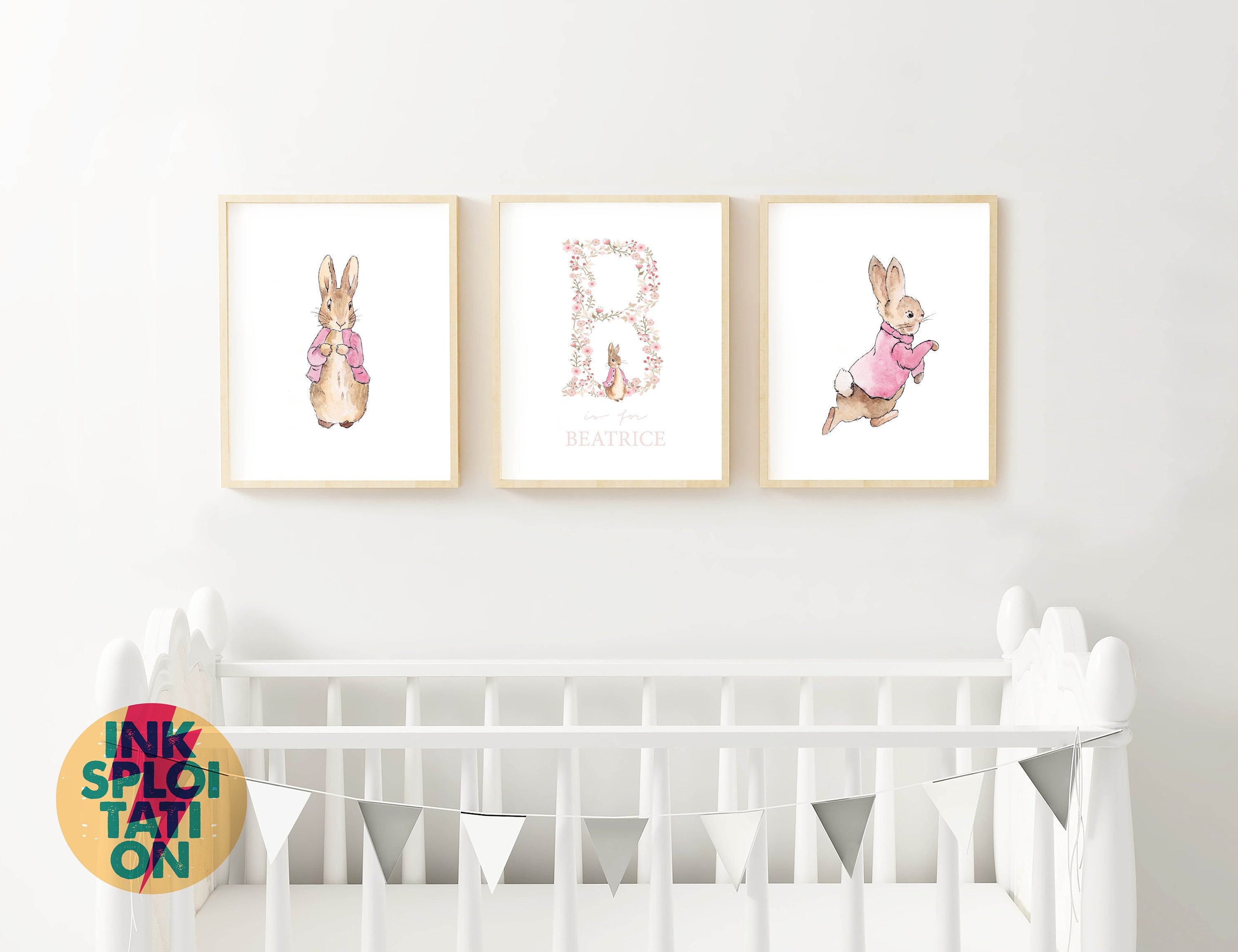 Personalised Peter Rabbit Floral Print Set Beatrix Potter - Etsy
