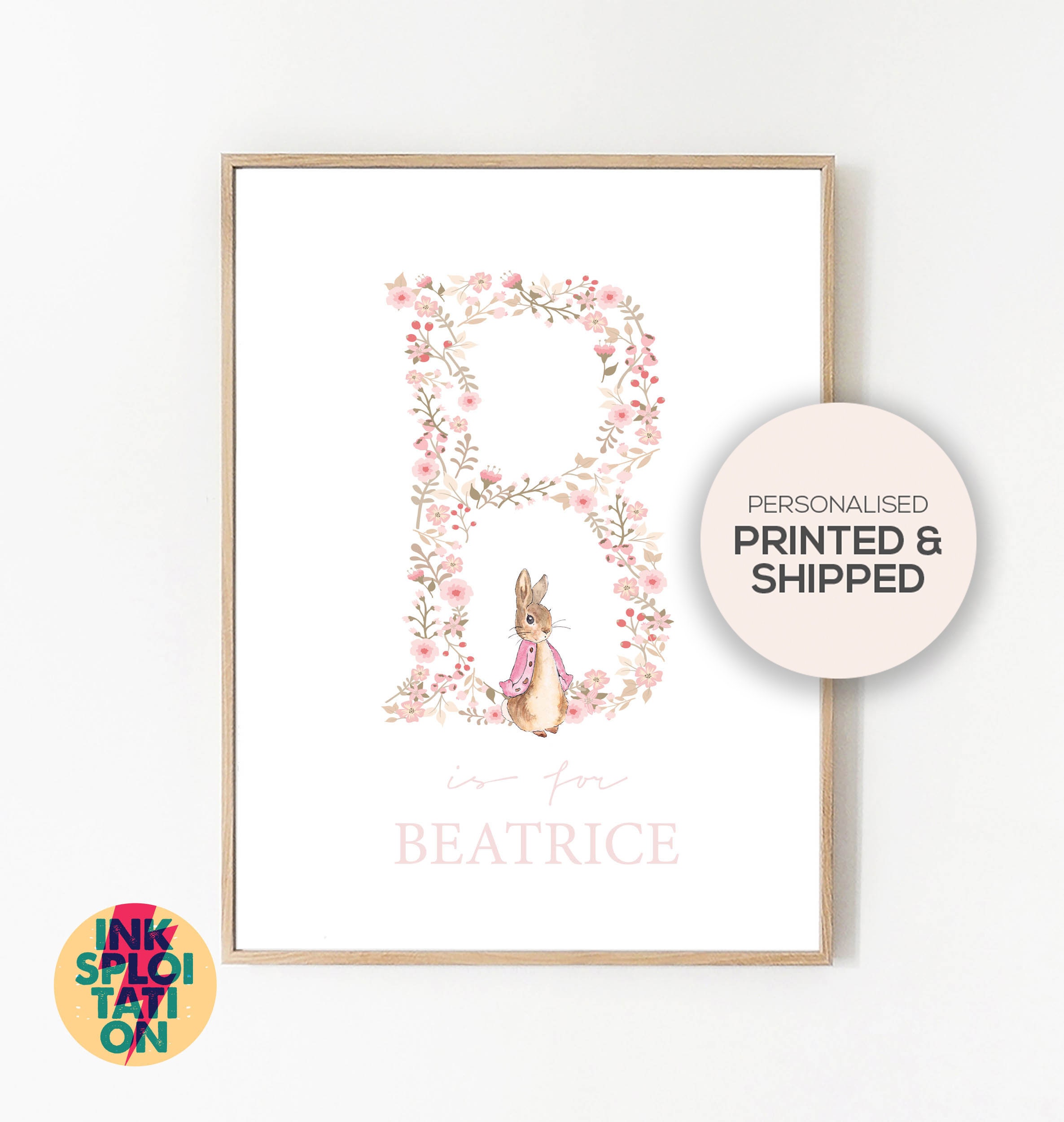 Personalised Peter Rabbit Floral Print Beatrix Potter Print - Etsy UK