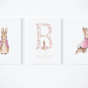 Personalised Peter Rabbit Floral Print Set Beatrix Potter Print Peter ...