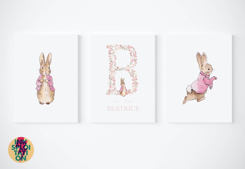 Personalised Peter Rabbit Floral Print Set Beatrix Potter | Etsy