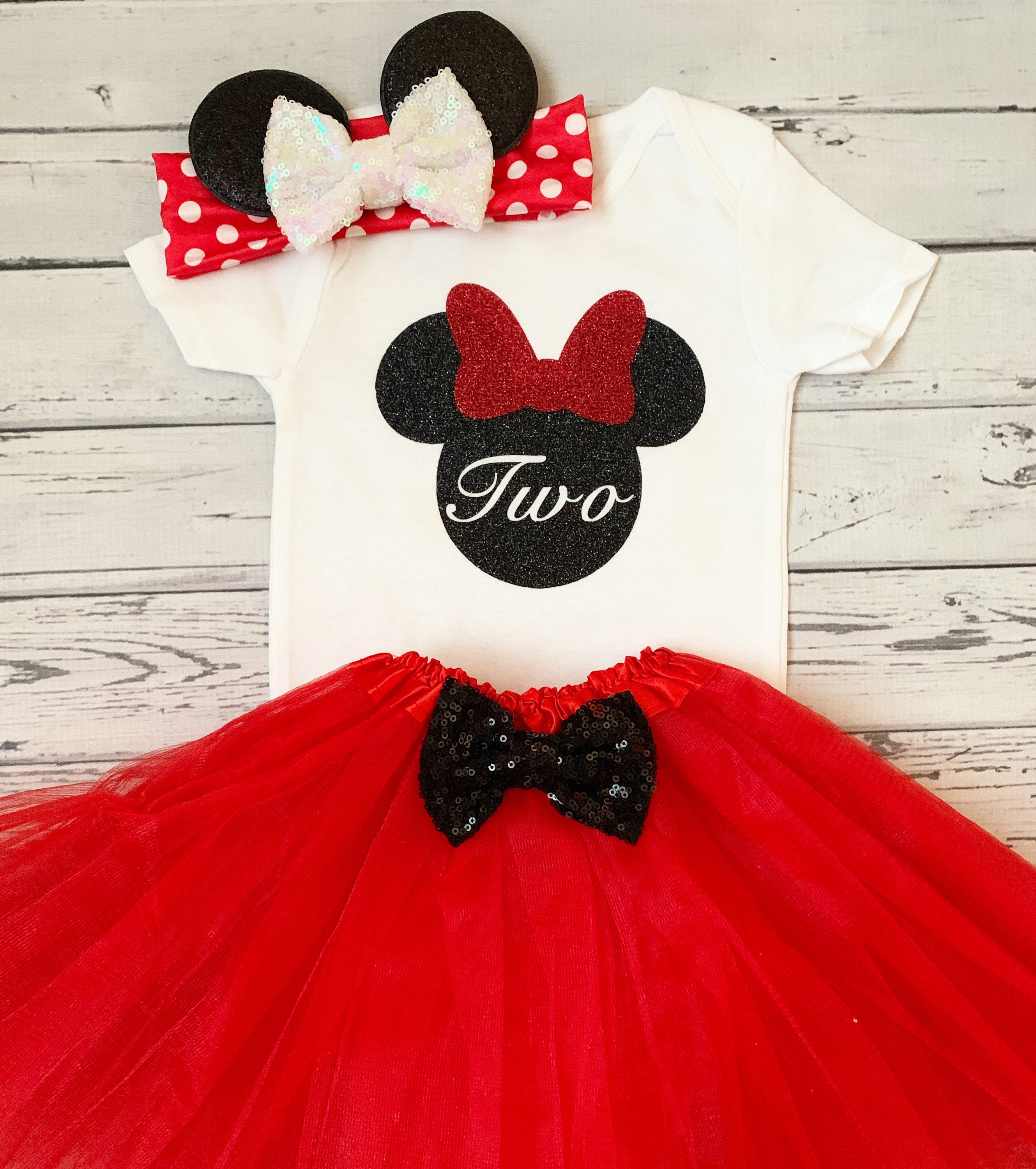 Red and Black Im Twodles Girls Minnie Mouse 2nd Birthday - Etsy