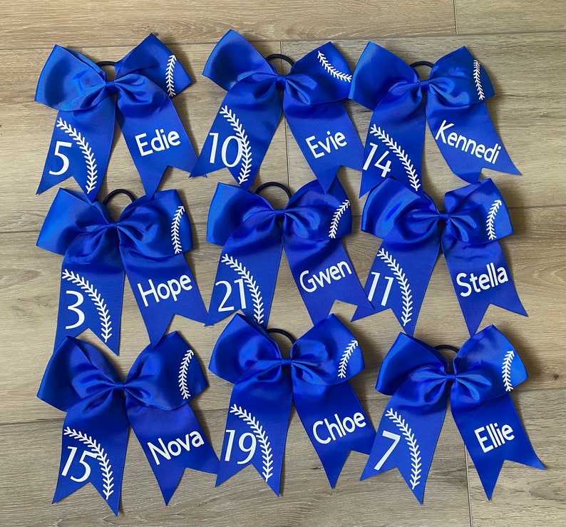 Girls Softball Hair Bow Softball Cheer Royal Blue Hair Bow on Ponytail ...