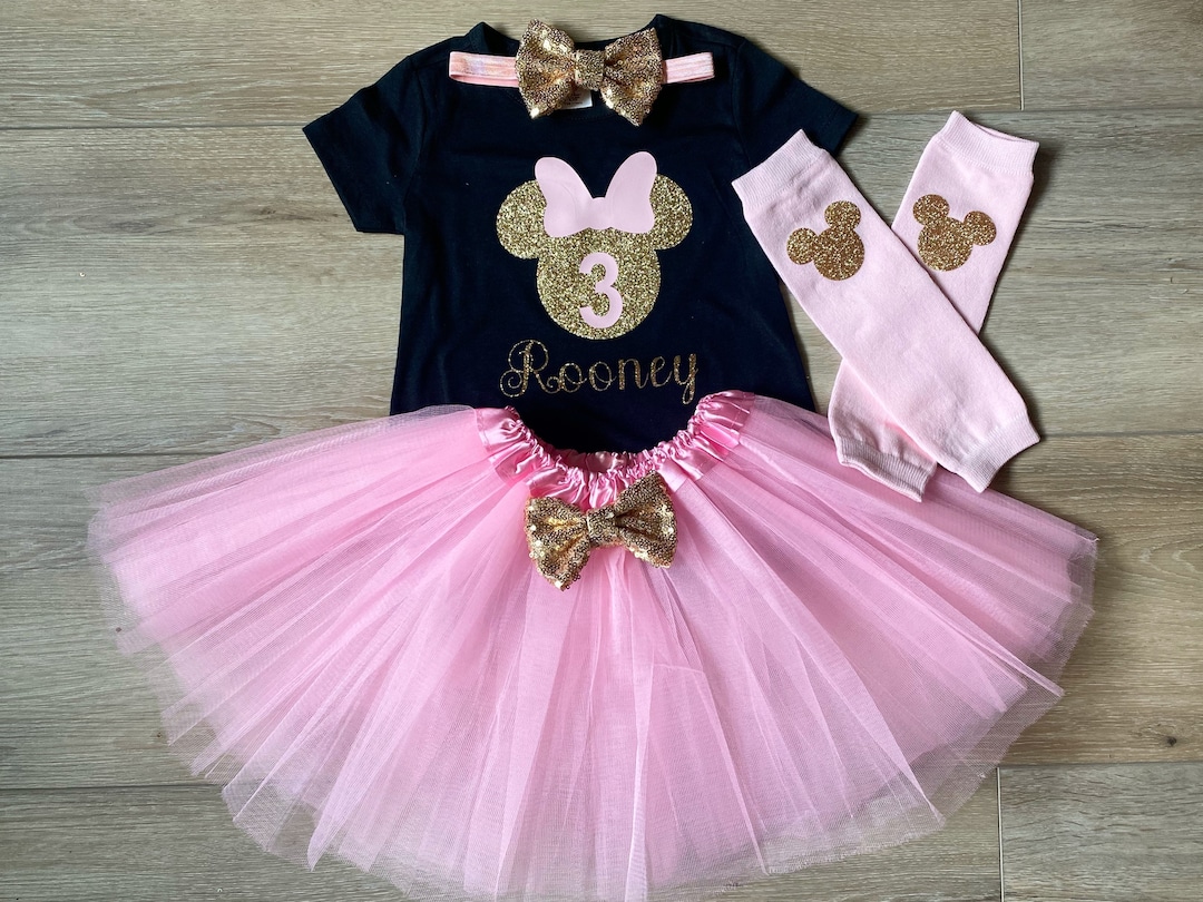 Minnie Mouse Pink & Gold Personalized 3rd Birthday Outfit Third ...