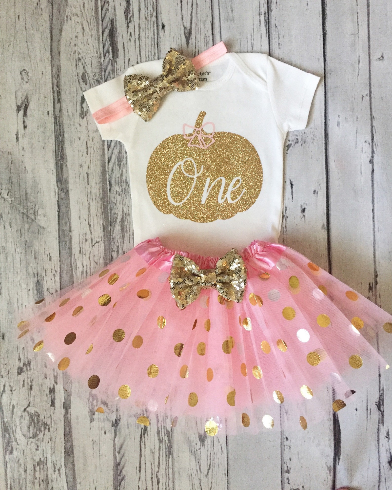 Pink and Gold Pumpkin First Birthday Outfit October 1st Birthday Outfit ...