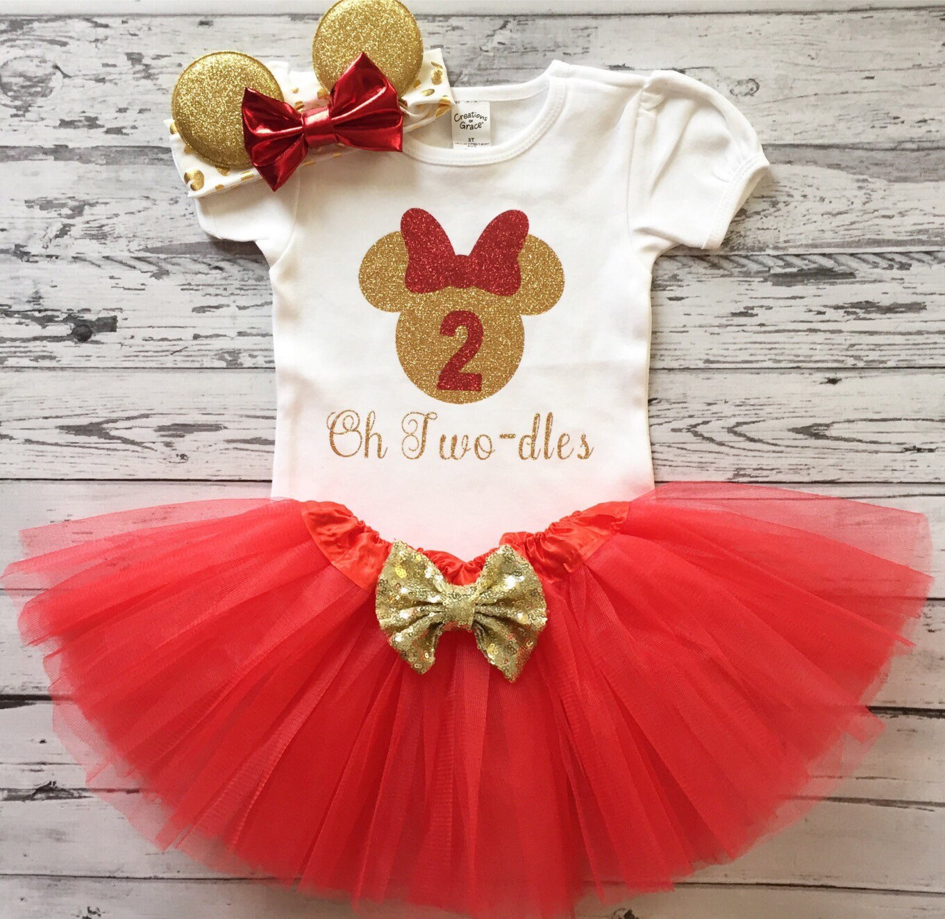 Red and Gold Oh Twodles Minnie Mouse 2nd Birthday Shirt - Etsy
