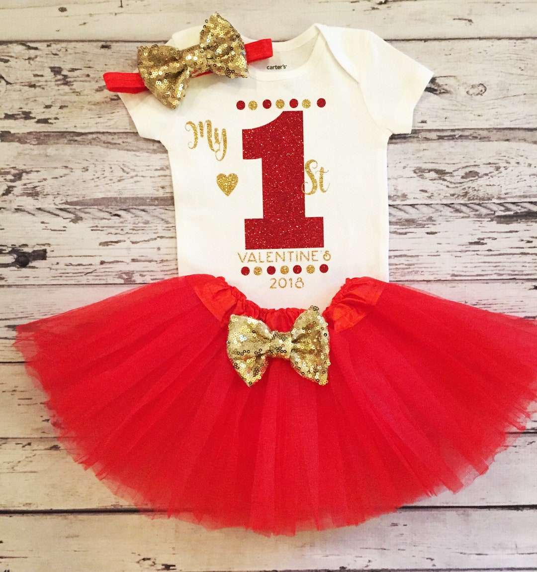 Baby Girl Valentines Outfit Girls Valentines Outfit My 1st Valentine ...