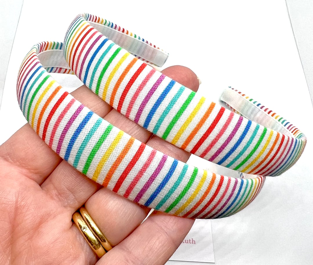 Striped Rainbow Alice Band, Hair Band - Etsy UK