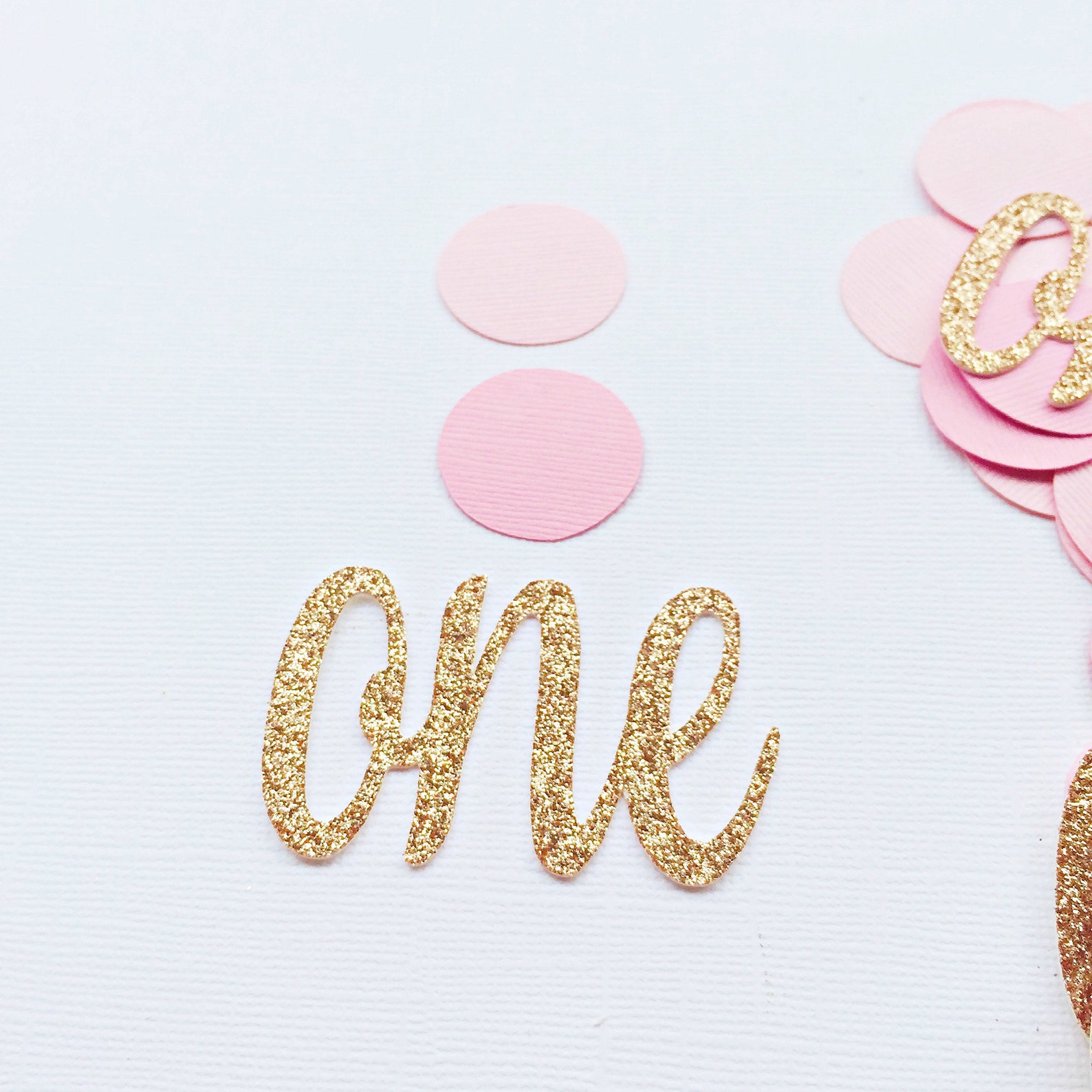Pink First Birthday Confetti Rose Gold Confetti Number ONE | Etsy