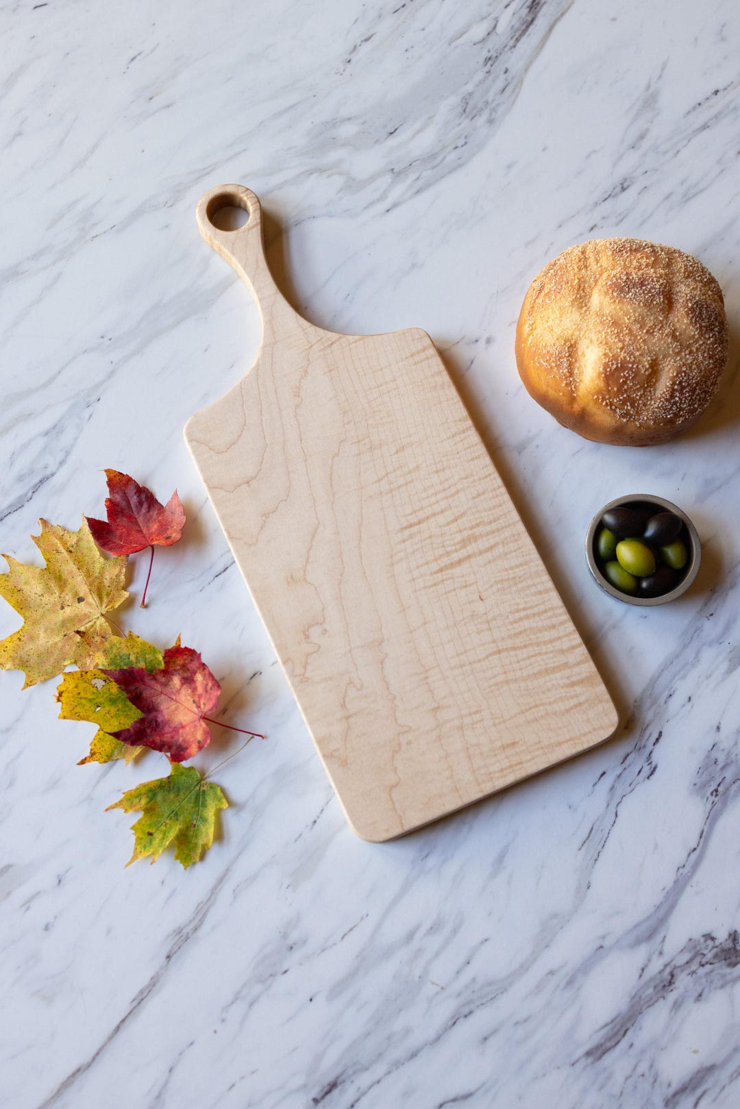 One-of-a-kind- Tiger-curly Maple Wood Cutting Board With Handle, Wood ...