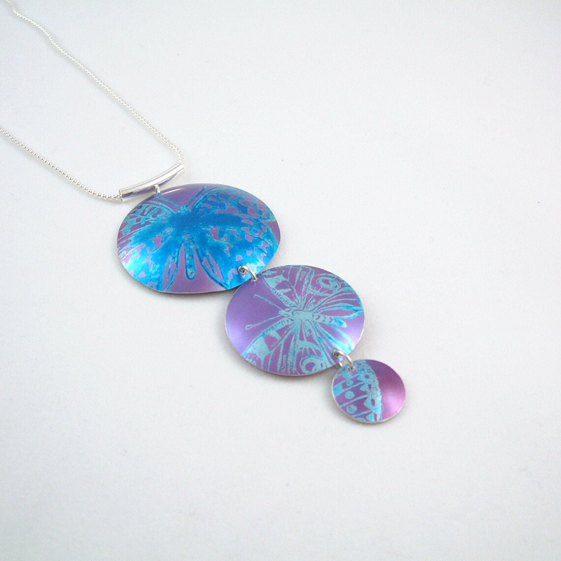 Butterfly Butterflies Anodised Aluminium and Silver Necklace Pendant ...