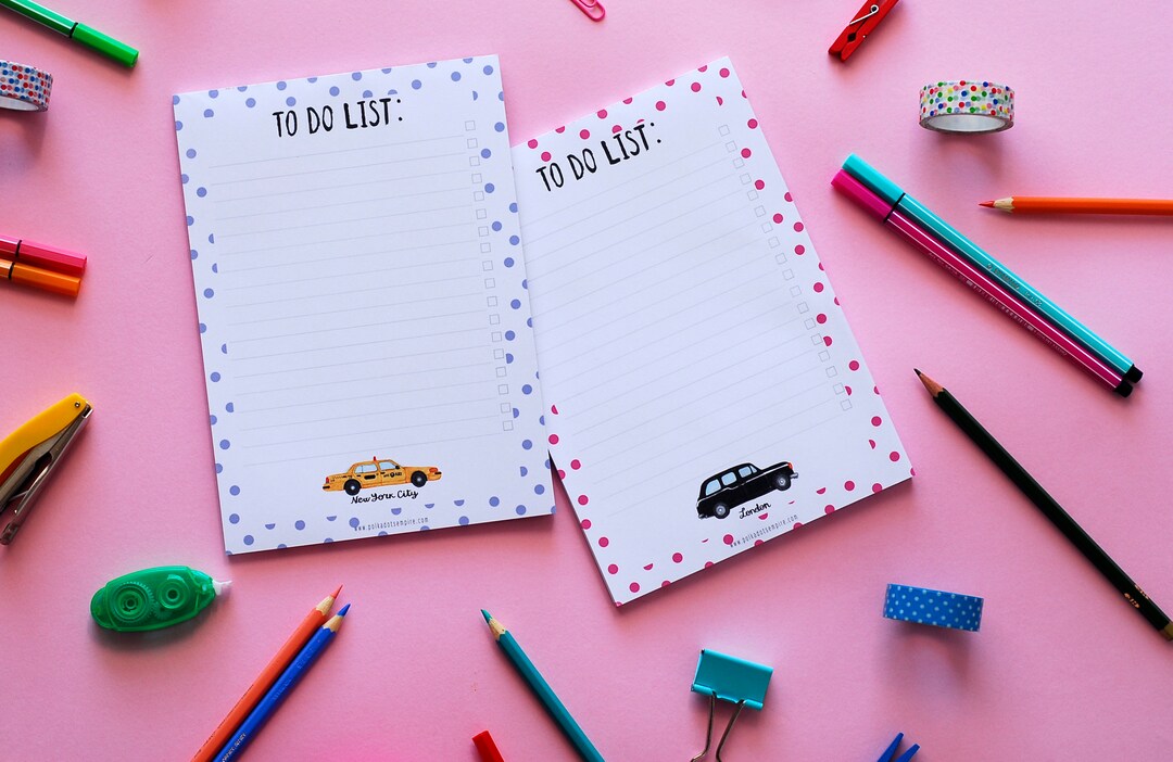 A5 to Do List Notepad Set: London & NYC Taxi Stationery - Etsy