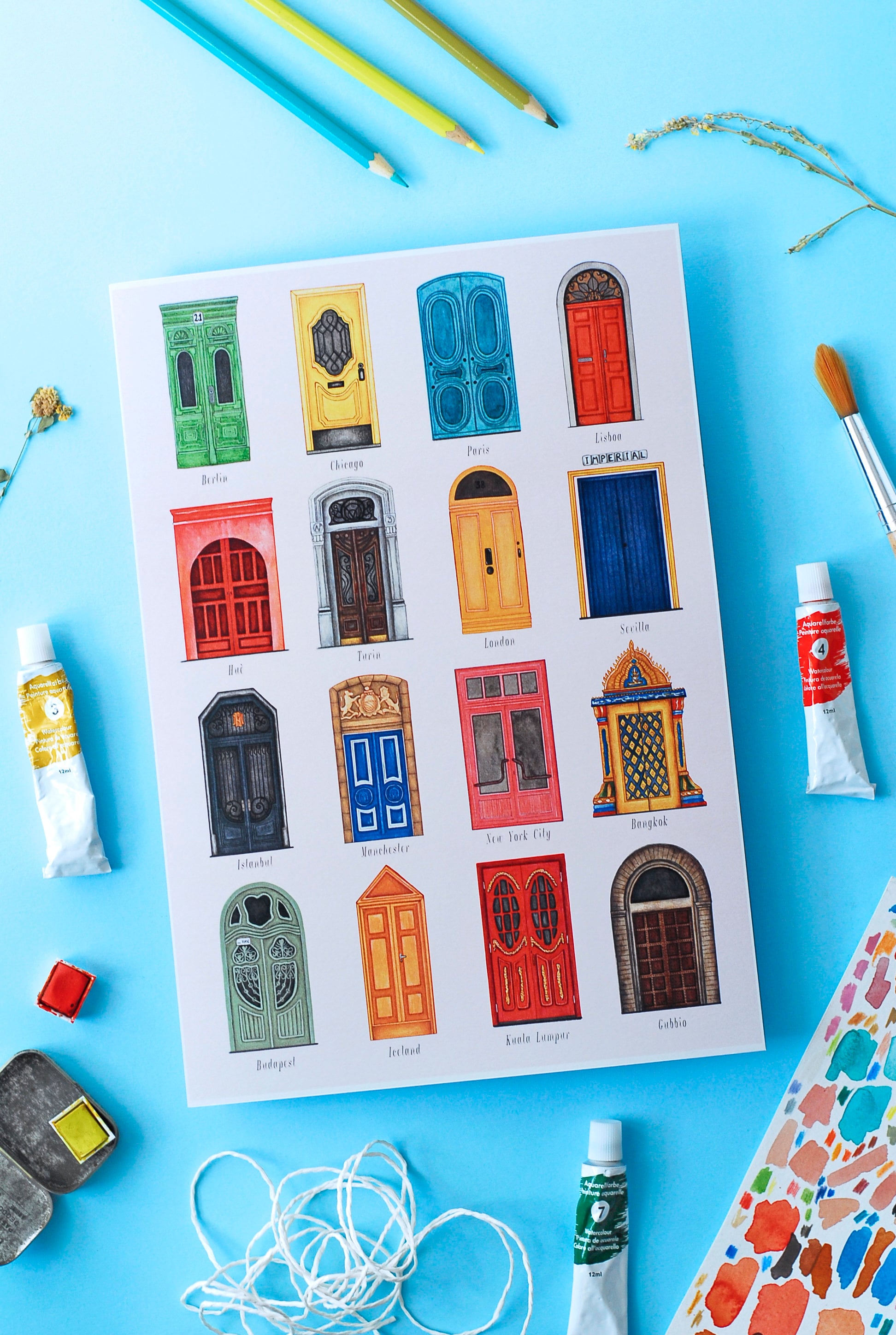 Colorful Doors Print Doors Poster Doors Illustrations | Etsy