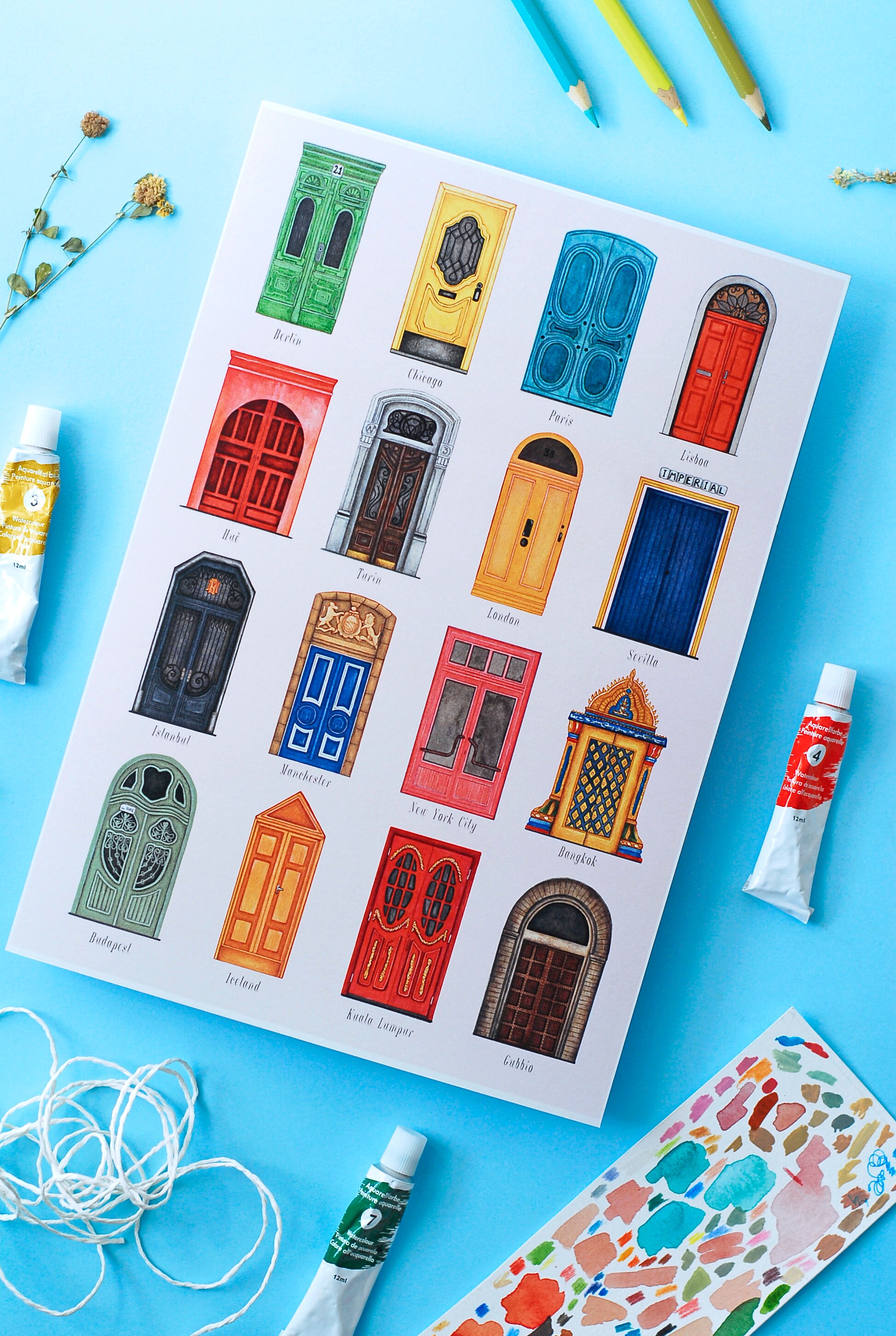 Colorful Doors Print Doors Poster Doors Illustrations | Etsy