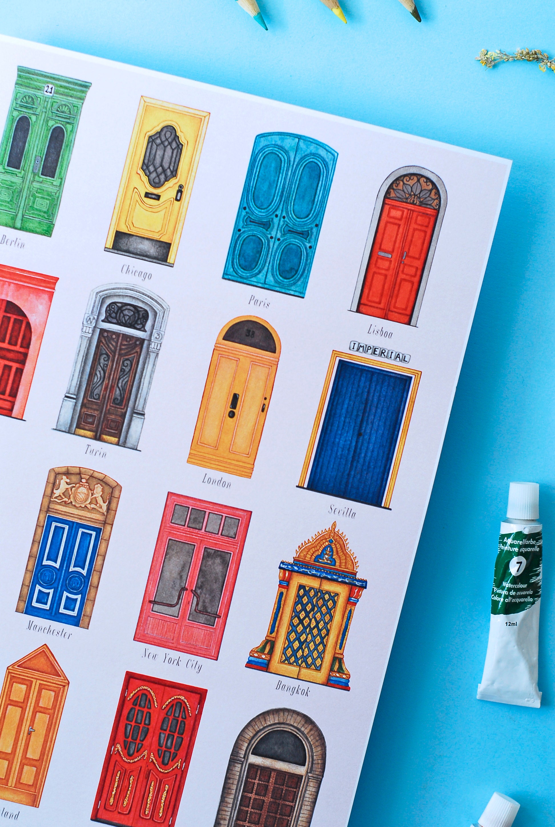 Colorful Doors Print Doors Poster Doors Illustrations | Etsy