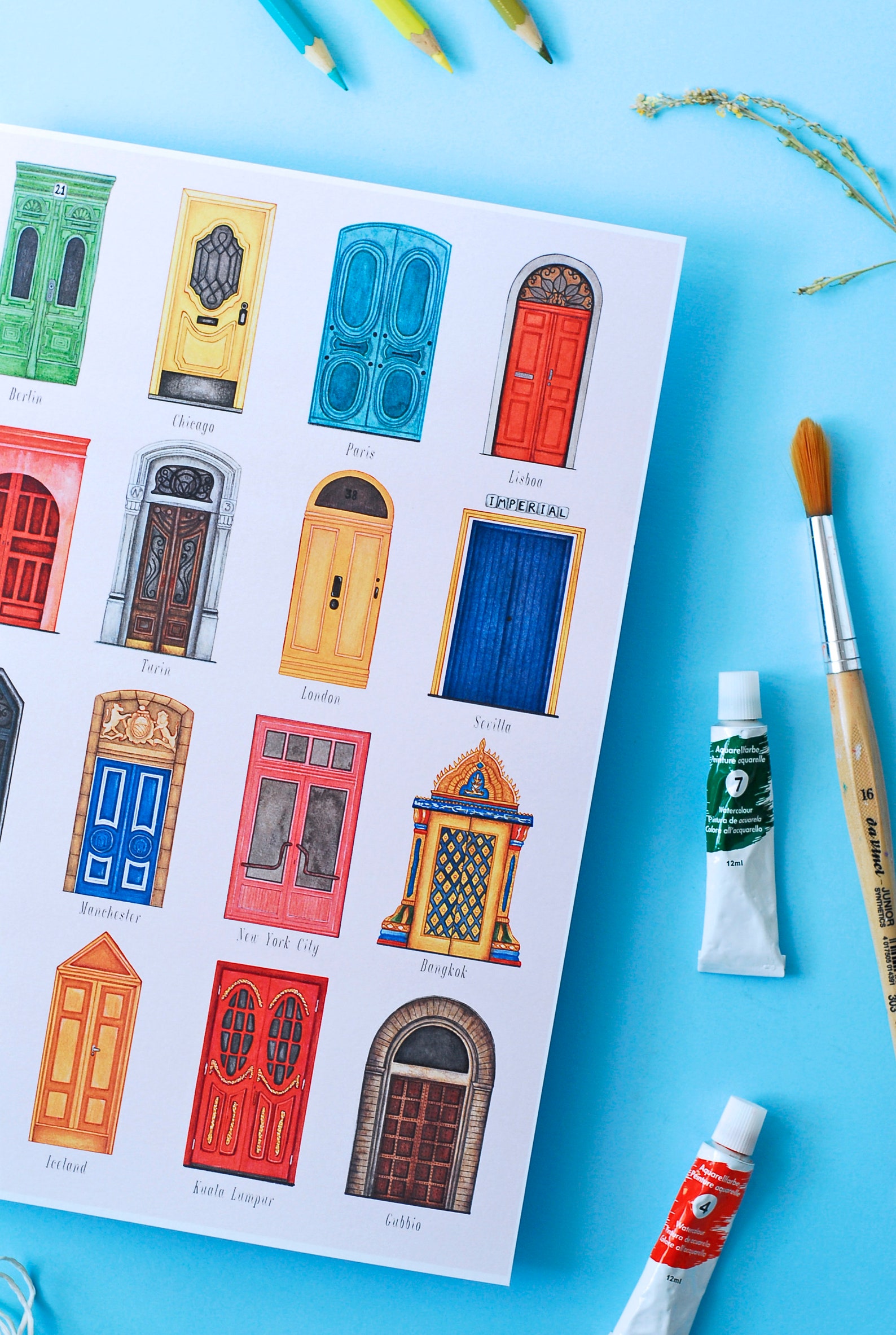 Colorful Doors Print Doors Poster Doors Illustrations | Etsy