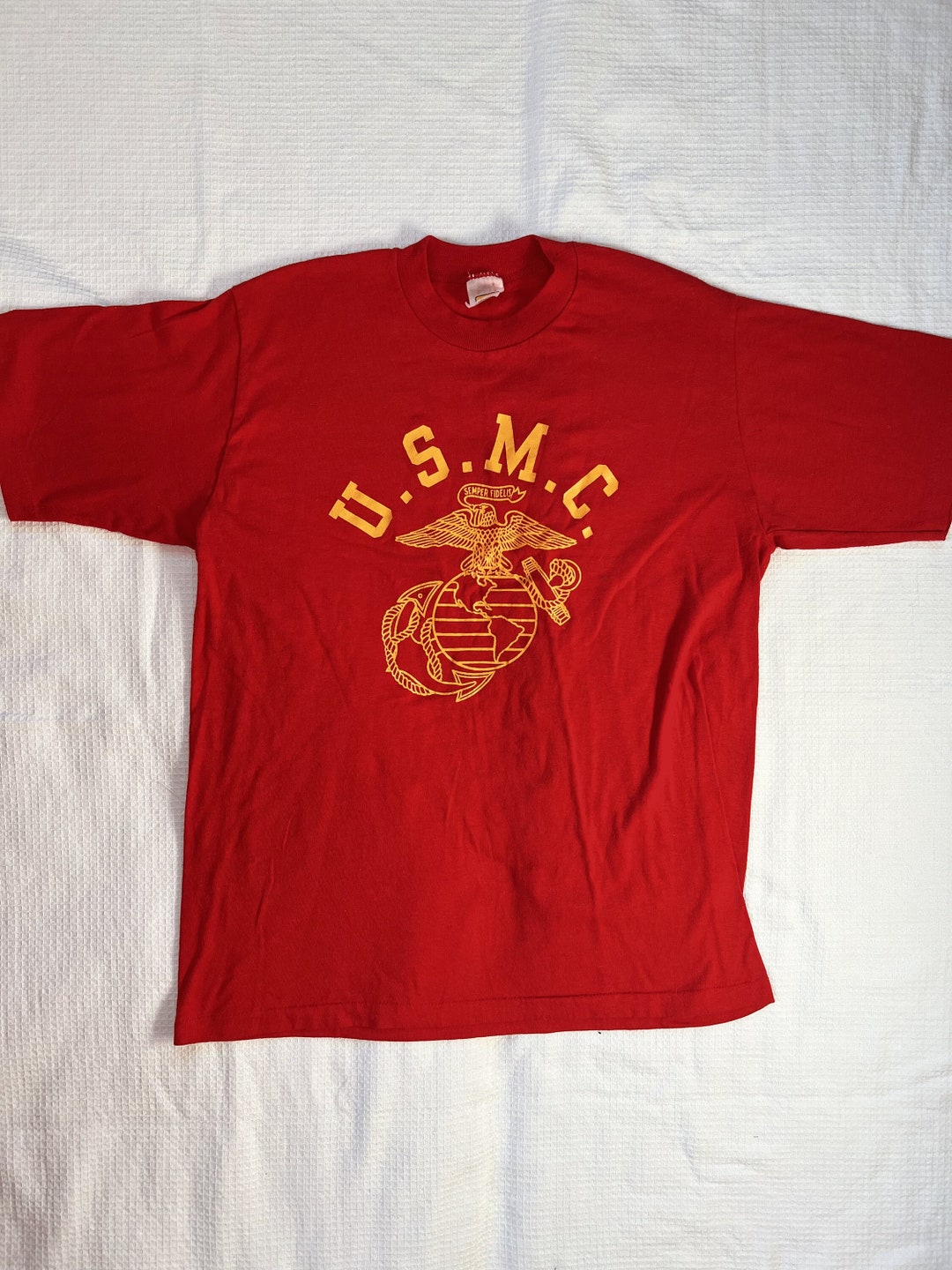 Vintage 70s Marines T Shirt Red Paper Thin USMC Velva Sheen - Etsy