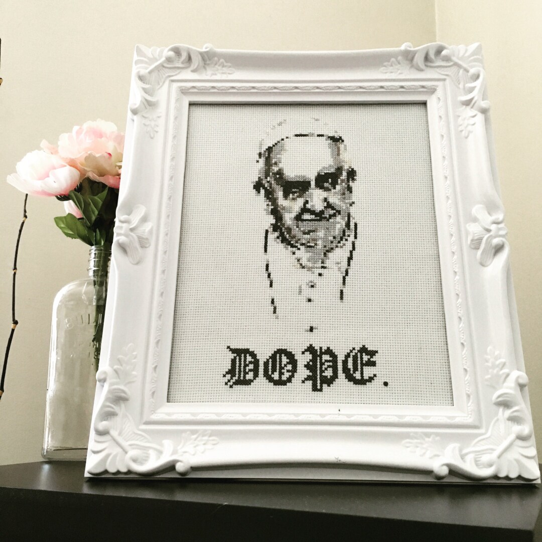 Pope Francis dope Cross Stitch / Cross Stitch Portrait/ Catholic Gift ...