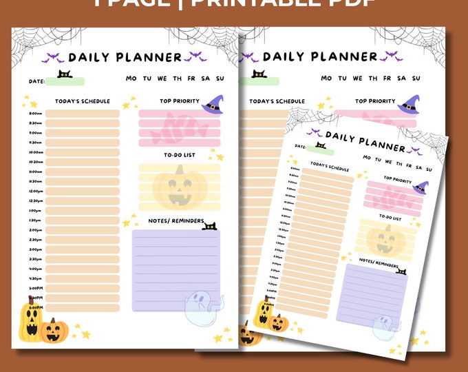 Printable Daily Planner, PDF A4, US Letter, A5 Sizes, Minimal Teal Blue ...