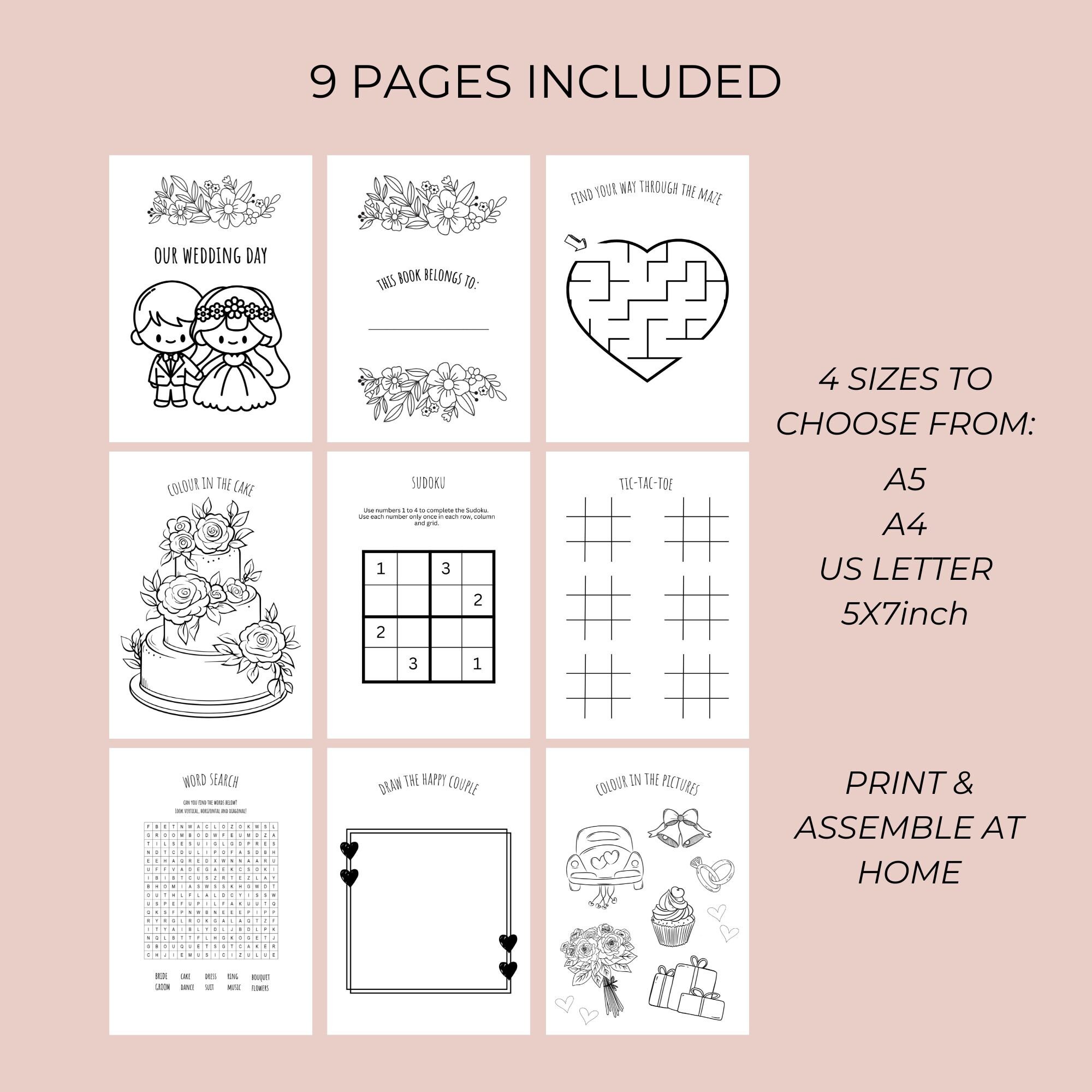 Kid's Wedding Activity Colouring Pack | Games and Puzzles for Children ...