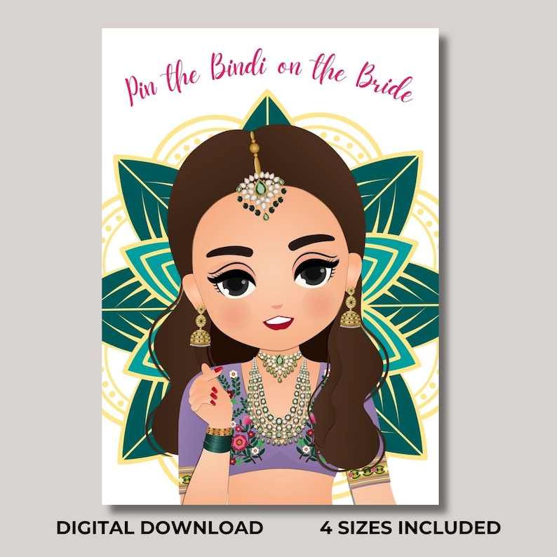 Pin the Bindi on the Bride, Henna Night Game Printable, A3, A2, 11x14 ...