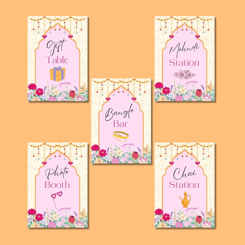 Mehndi Signs Pack | Custom Welcome Sign | Henna Night, Bridal Shower ...