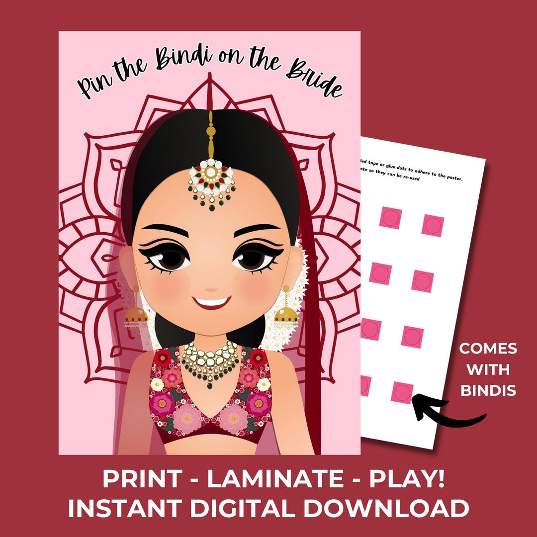 Pin the Bindi on the Bride | Henna Night Game Printable | Sangeet ...