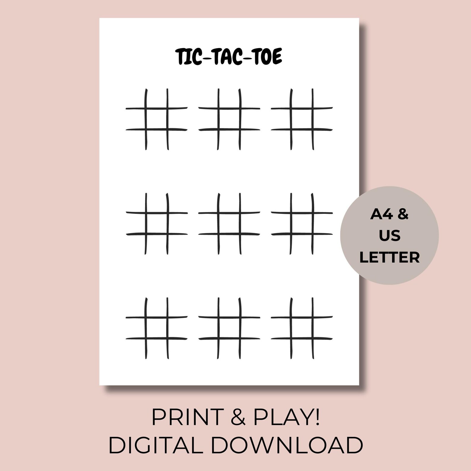 Tic Tac Toe Spiel zum Ausdrucken | A4 & US Letter | Sofortiger ...