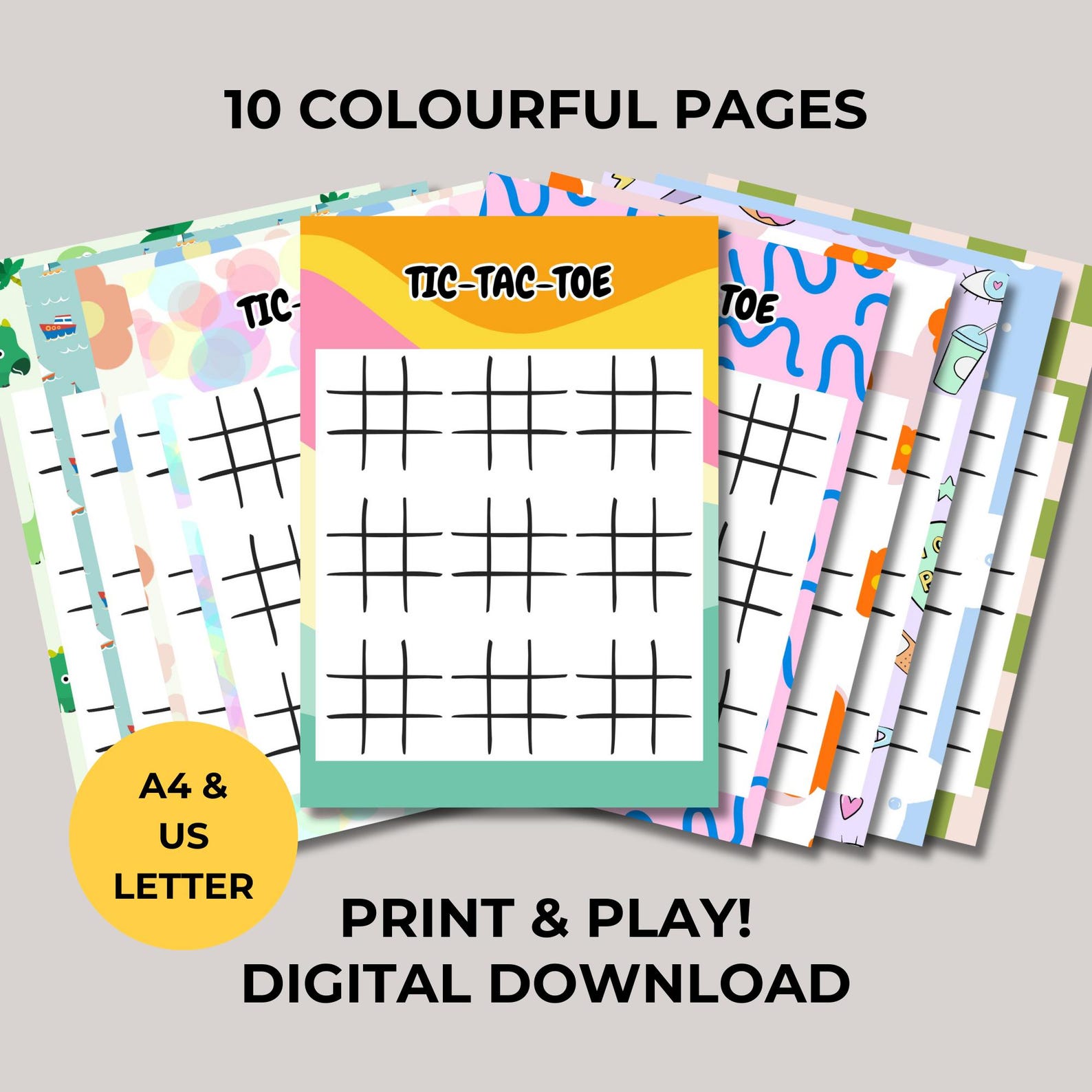 Tic Tac Toe Game Printable PDF | A4 & US Letter | Instant Digital ...