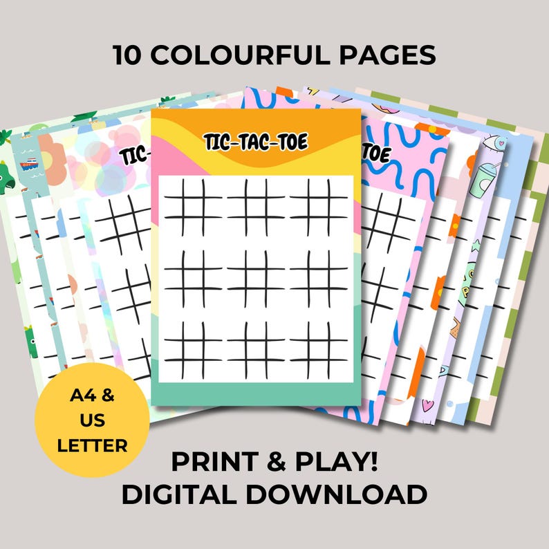 Tic Tac Toe Game Printable PDF | A4 & US Letter | Instant Digital Download | Puzzles, Kid's ...