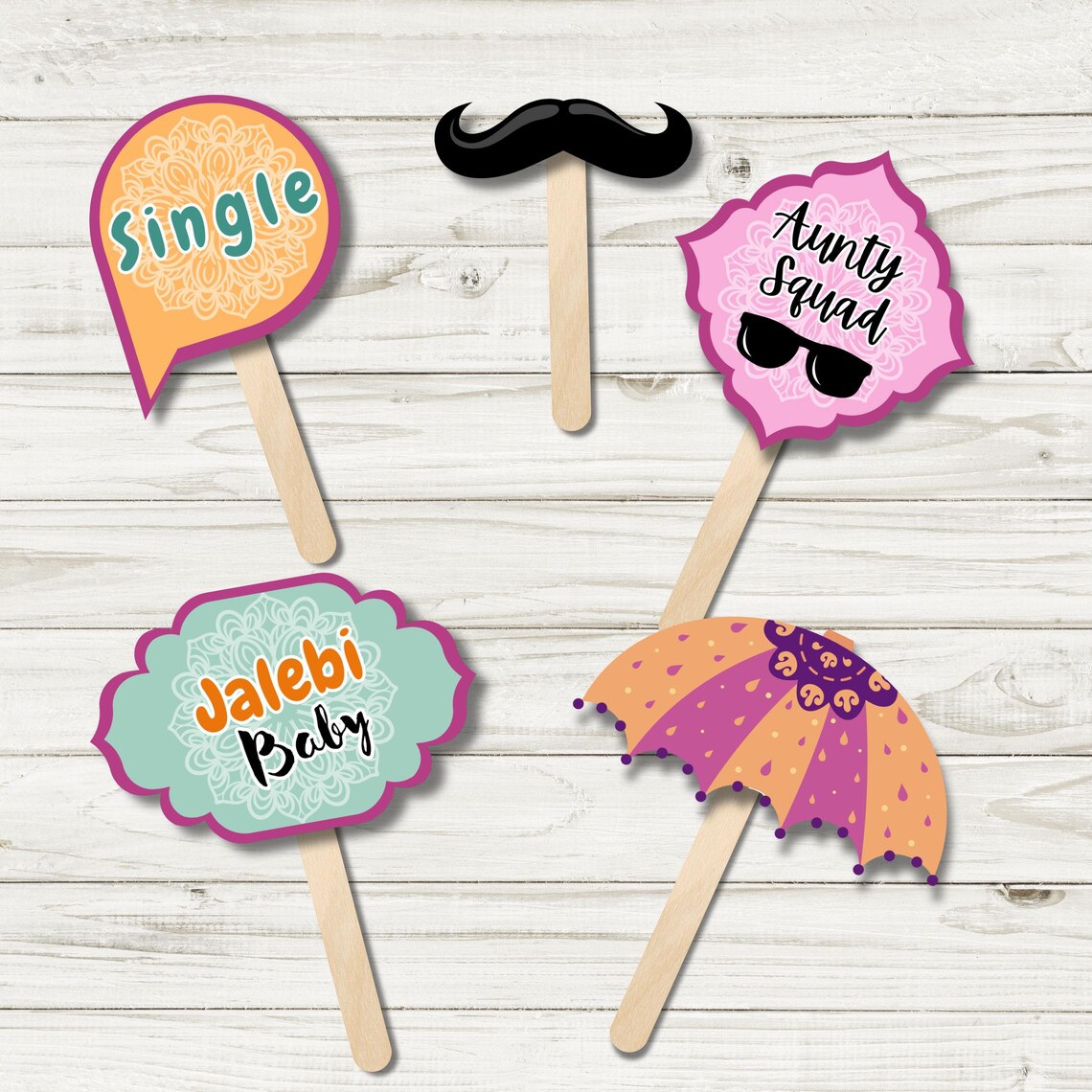 Desi Photobooth Props for Party, Wedding, Bridal Shower, Hens, Mehndi ...