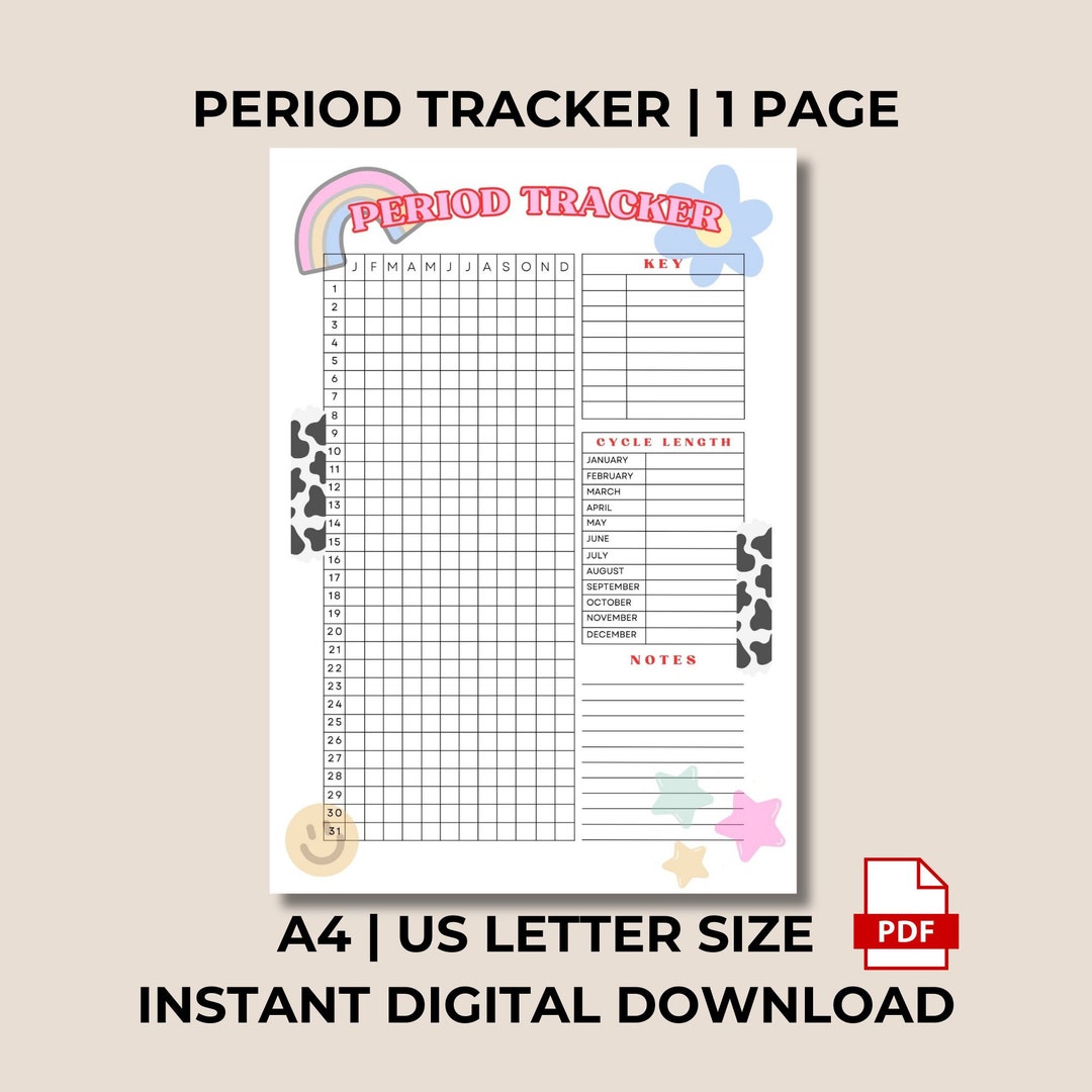 Period and Ovulation Tracker, Menstrual Cycle, Aesthetic PDF Printable ...