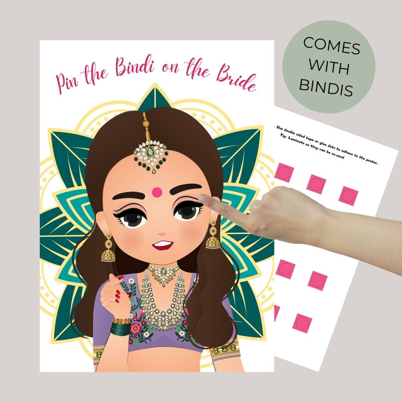 Pin the Bindi on the Bride | Henna Night Game Printable | Sangeet ...