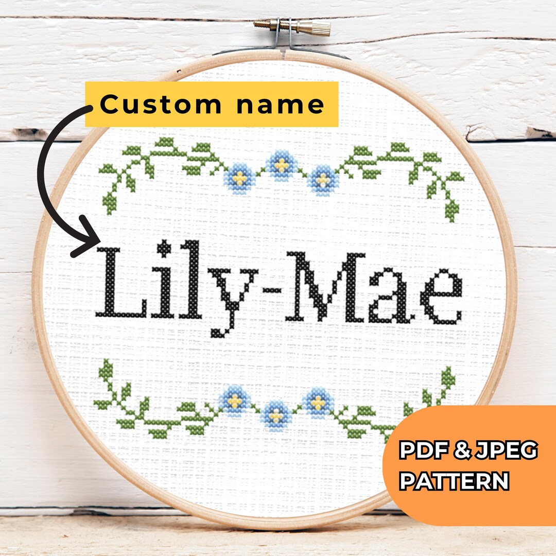 Custom Name Cross Stitch Digital Pattern Chart | DIY Craft Project ...