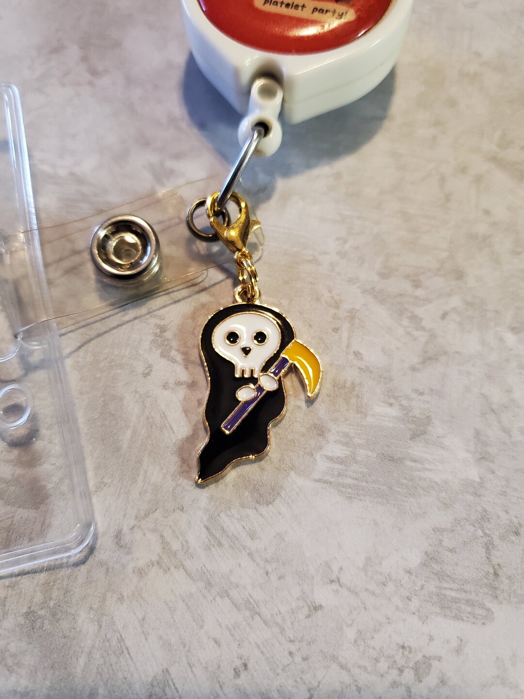 Grim Reaper Badge Reel Charm, Charm for Backpack, Lanyard, Zipper ...