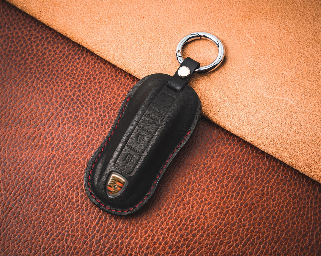 Porsche Covered Leather Key Fob Case PORSCHE 911 992 718 987 Carrera ...