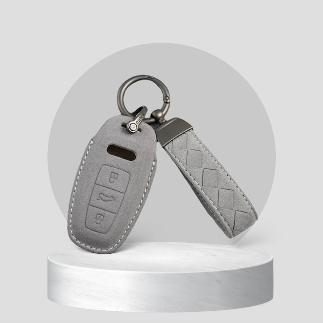 Audi Covered Leather Key Fob Case A1 A3 A4 A5 A6 E-tron Q2 Q3 Q5 Q8 R8 ...