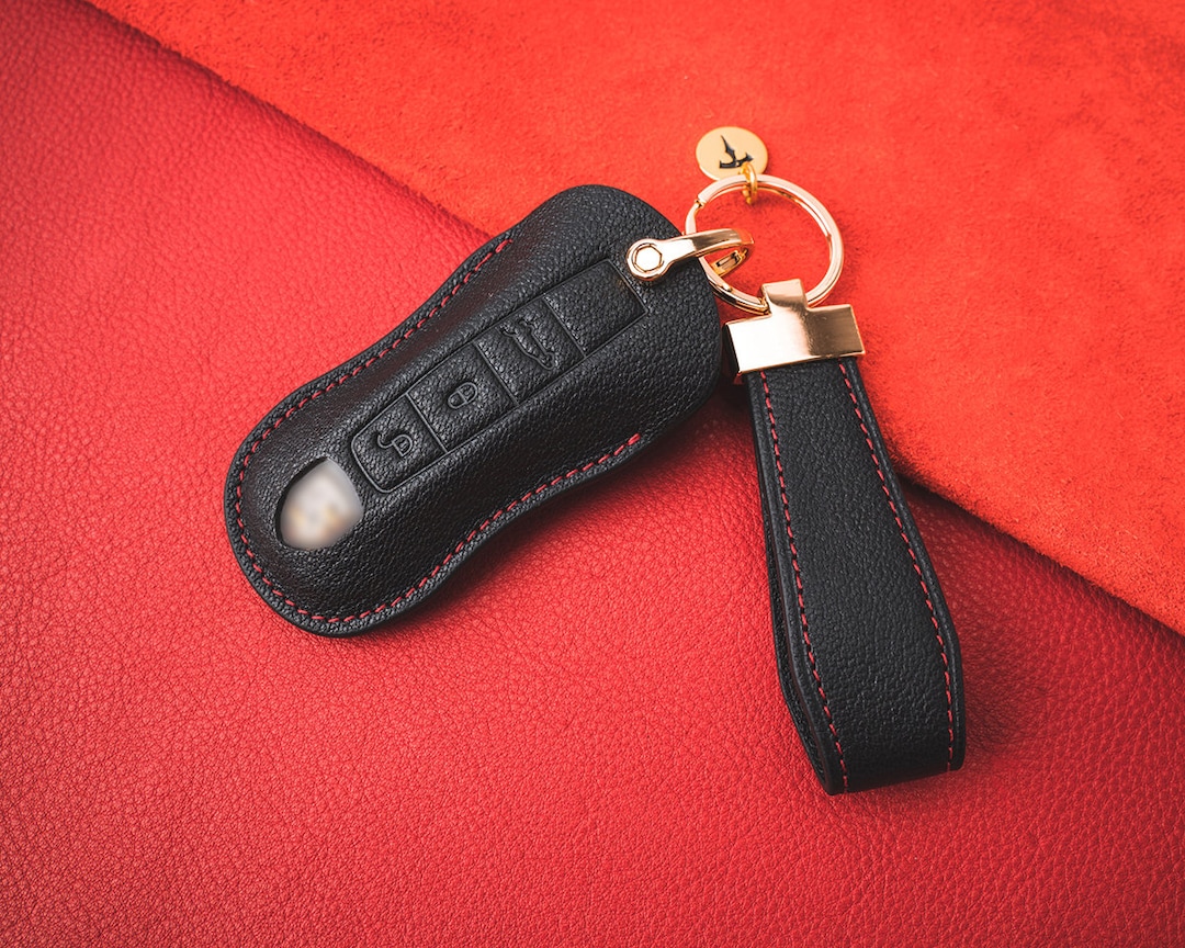 Porsche Covered Leather Key Fob Case PORSCHE 911 992 718 987 Carrera ...