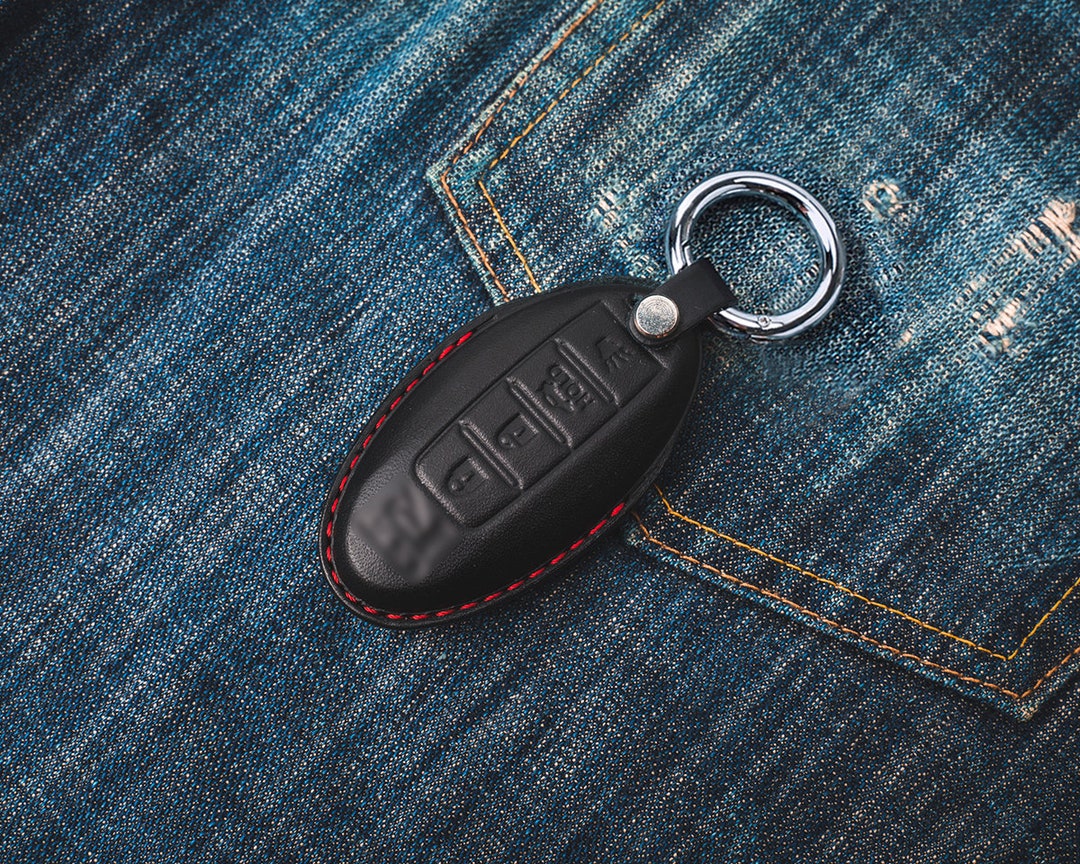 Nissan GTR 4 Button Covered Leather Key Fob Case GT-R R33 R35 370Z ...